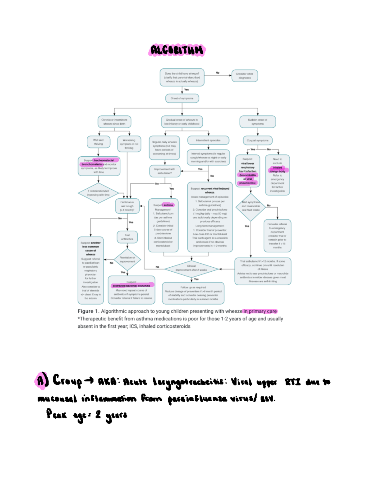 Paediatric wheeze - ALGORITHM A Croup AKA Acute laryngotracheitis Viral ...
