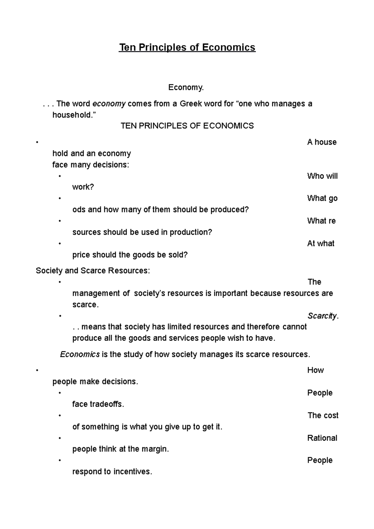 Ten Principles of Economics - Ten Principles of Economics Economy ...