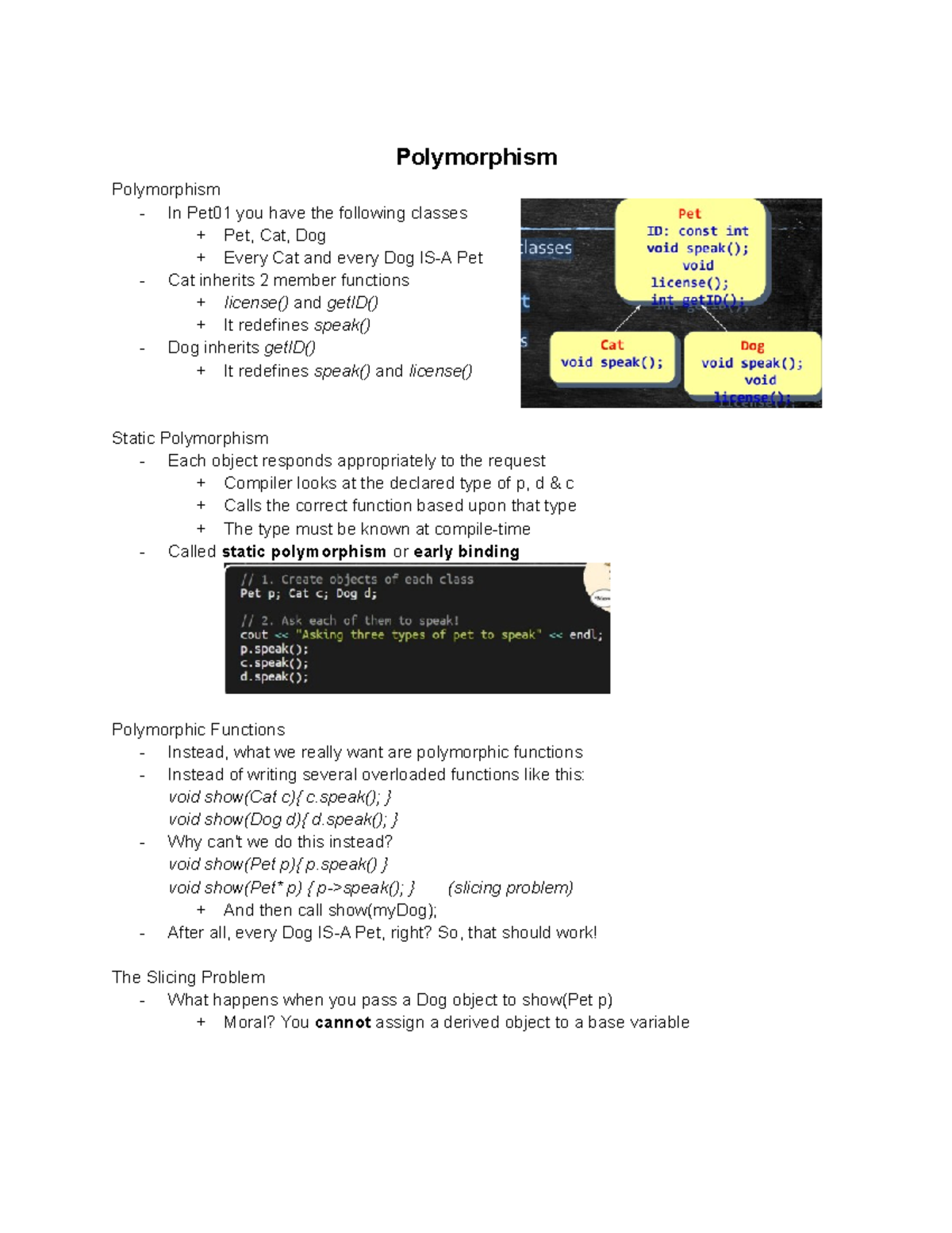Chapter 28 - Polymorphism - Polymorphism Polymorphism - In Pet01 you ...