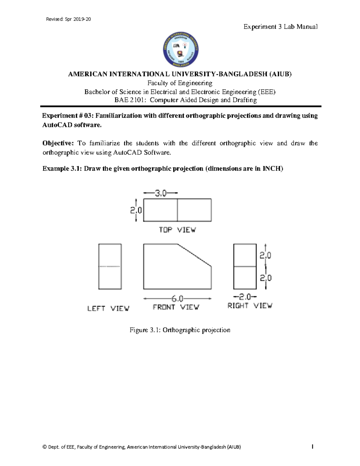 CAD Exp 3 - cad - Experiment 3 Lab Manual AMERICAN INTERNATIONAL ...