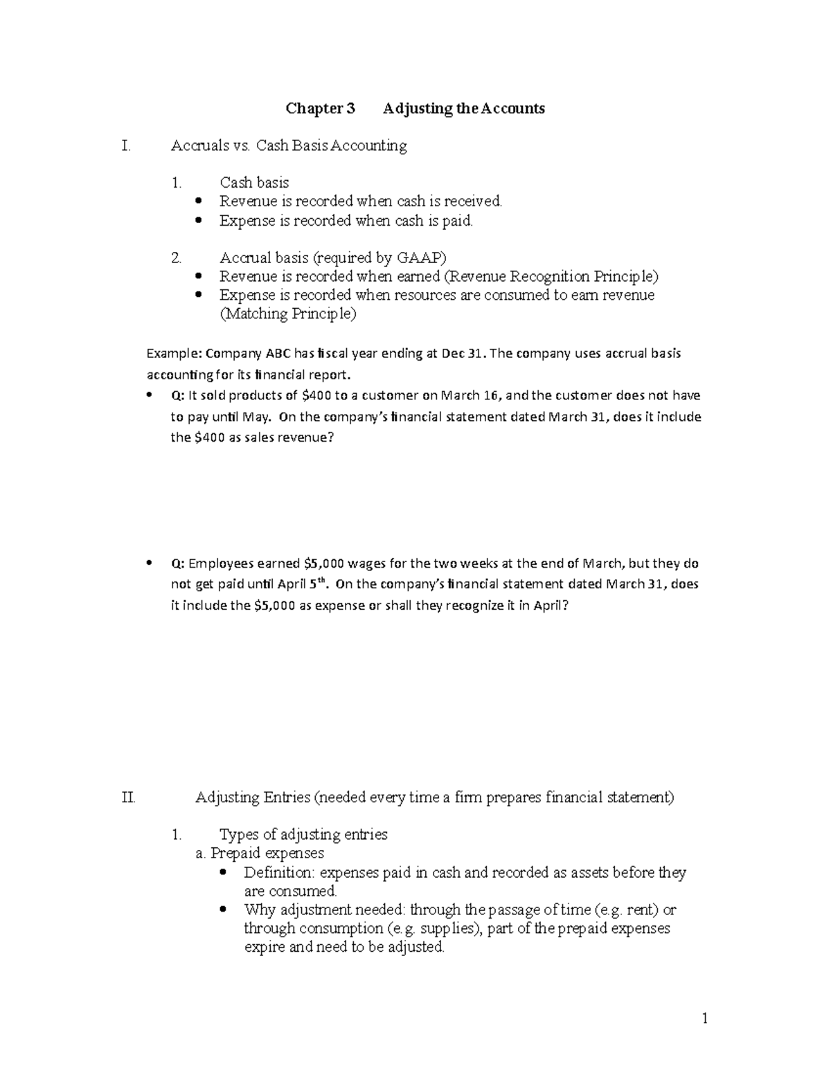 Student chp3 - Chapter 3: Adjusting the Accounts - Chapter 3 Adjusting ...
