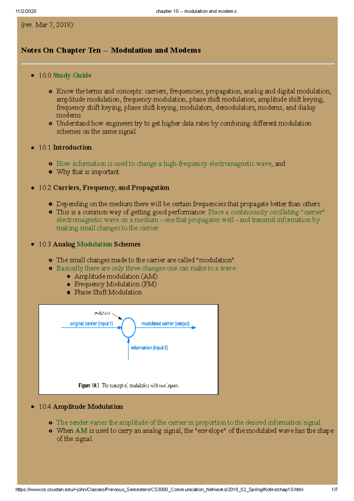 Chapter 10 - modulation and modems - (rev. Mar 7, 2018) Notes On ...