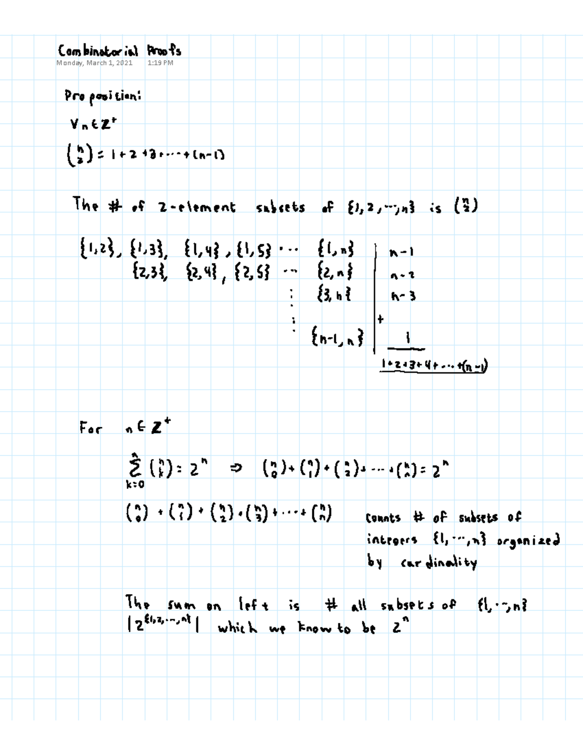 10 Combinatorics - Math 301 w/ Shephardson - Math 301 - Monday, March 1 ...