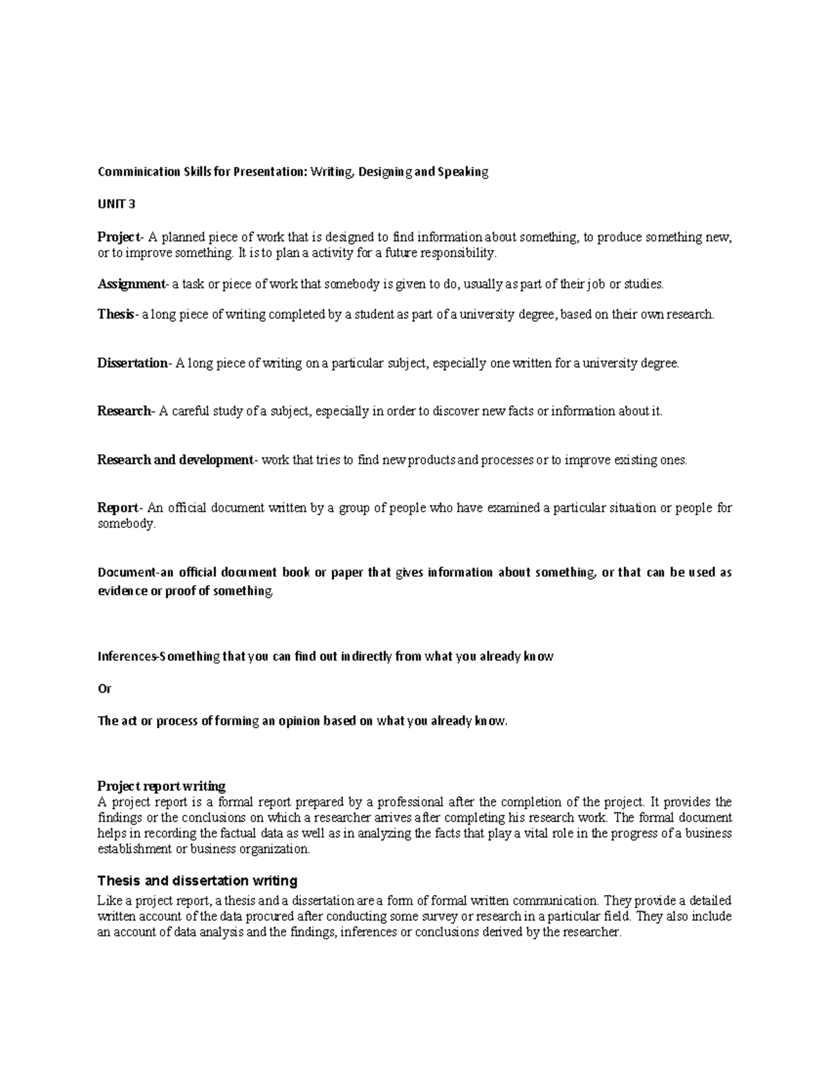 Unit 3 tc - Comminication Skills for Presentation: Writing, Designing ...