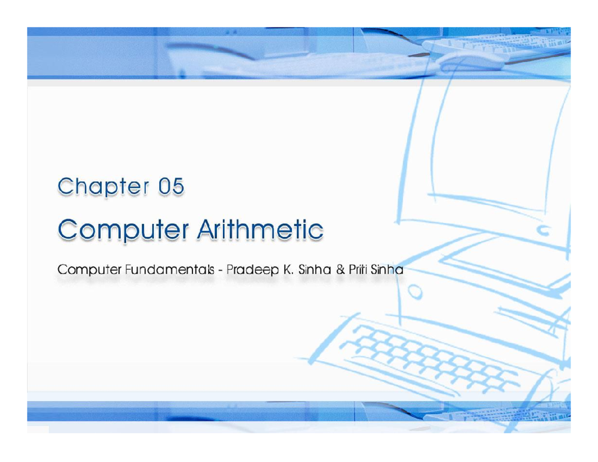 Chapter 05-Computer Arithmetic - Ref Page Chapt er 5: Com put er Ar it hm et ic Slide 1/ Ref ...