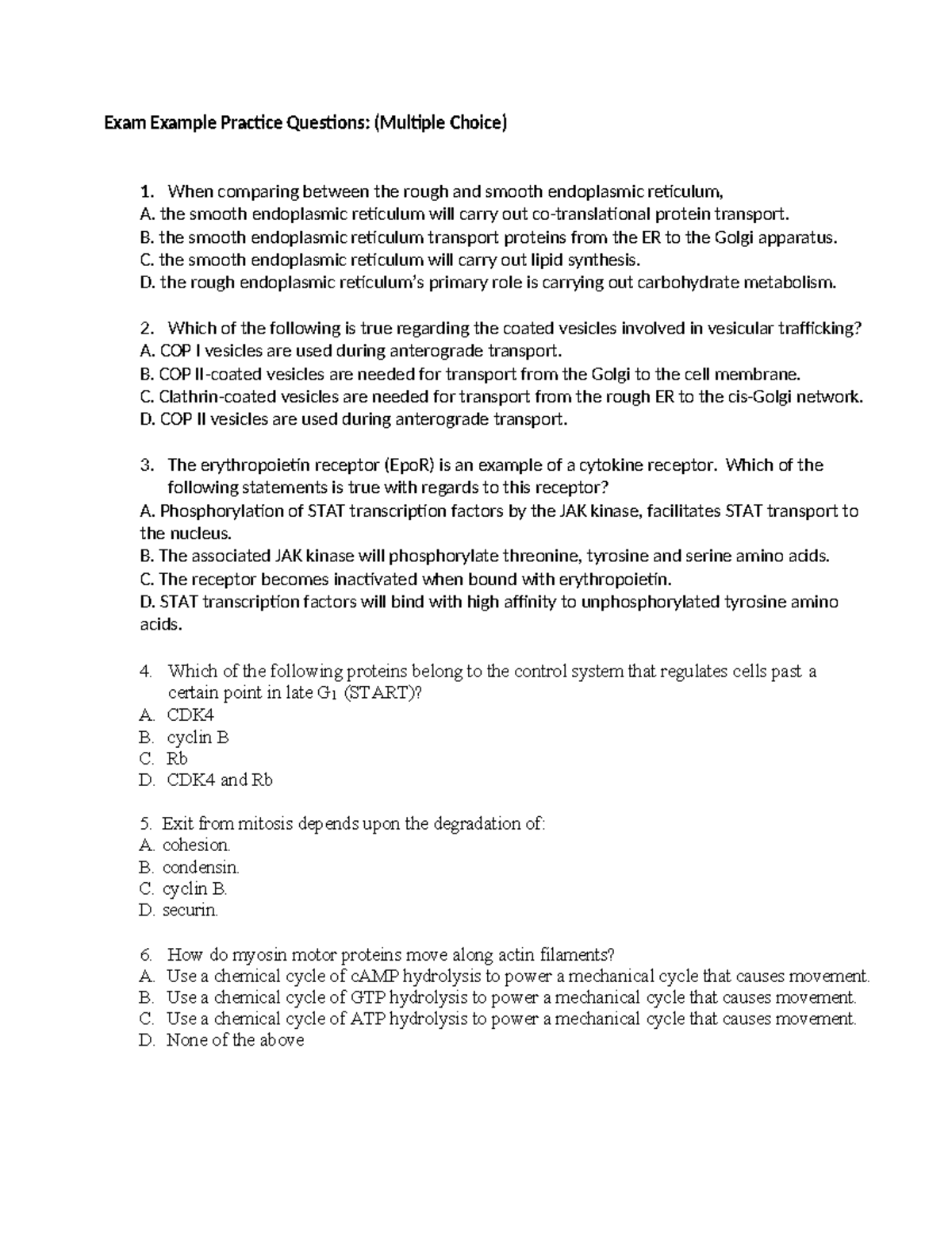 BIO2B03 Practice Questions and Problems Document Without Answers 2023/ ...