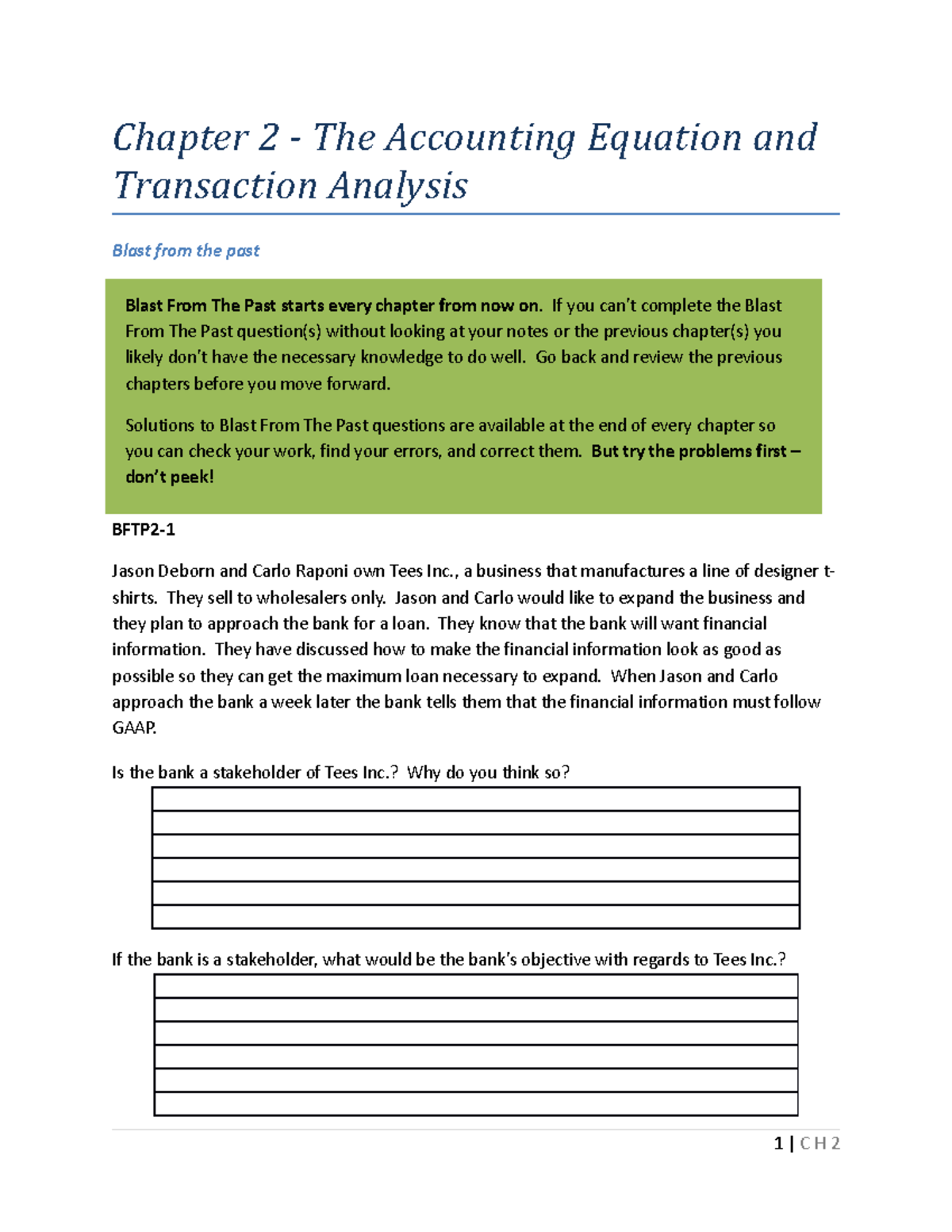 Chapter 2 - The Accounting Equation and Transaction Analysis - Student Copy - W2023 - Chapter 2 ...