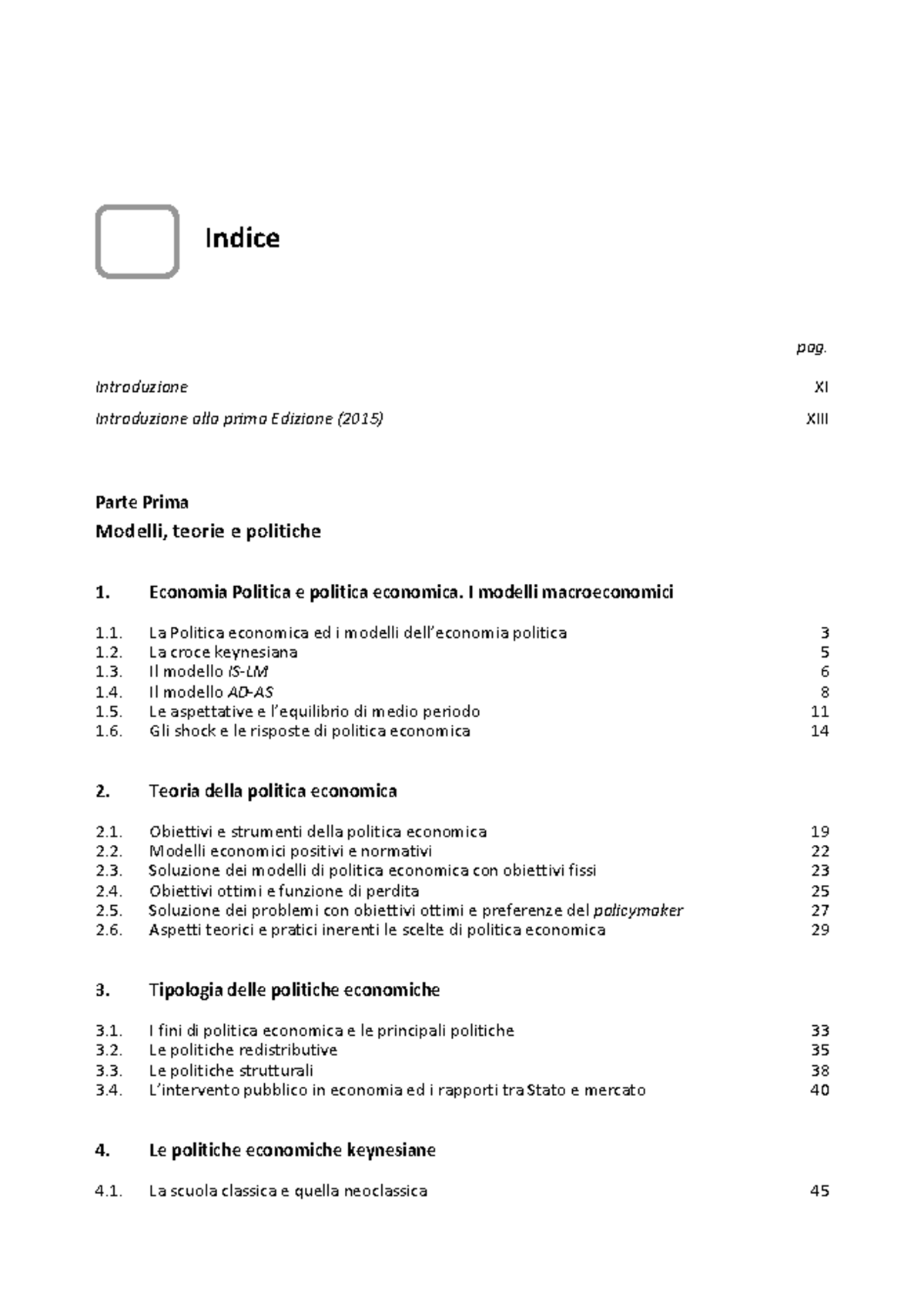 Indice Libro - Indice pag. Introduzione XI Introduzione alla prima ...