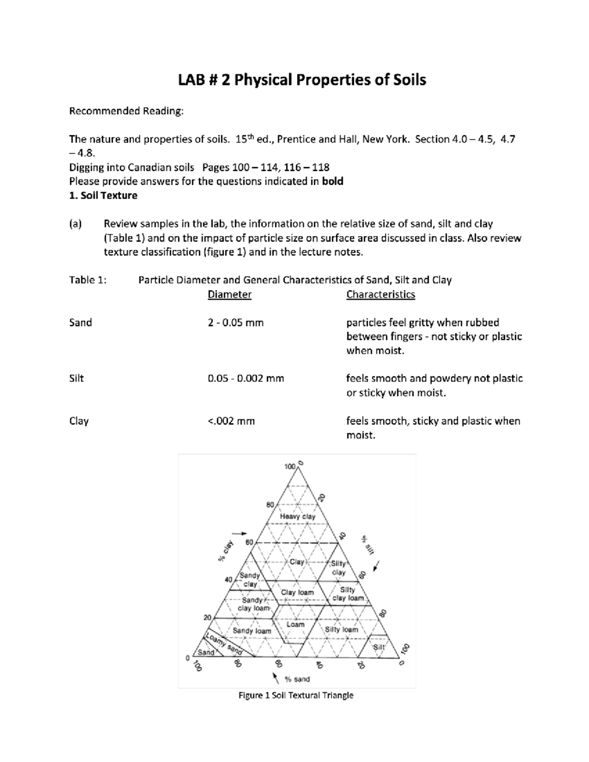 Lab 2 physical properties - ENVS 2060 - Soil Science - ENVS 2060 - Studocu