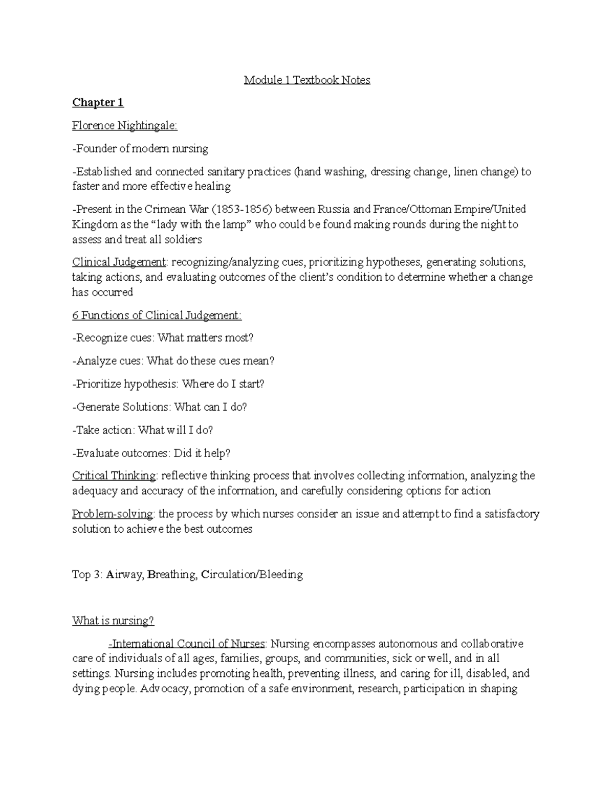 TF Module 1 Textbook Notes - Module 1 Textbook Notes Chapter 1 Florence ...