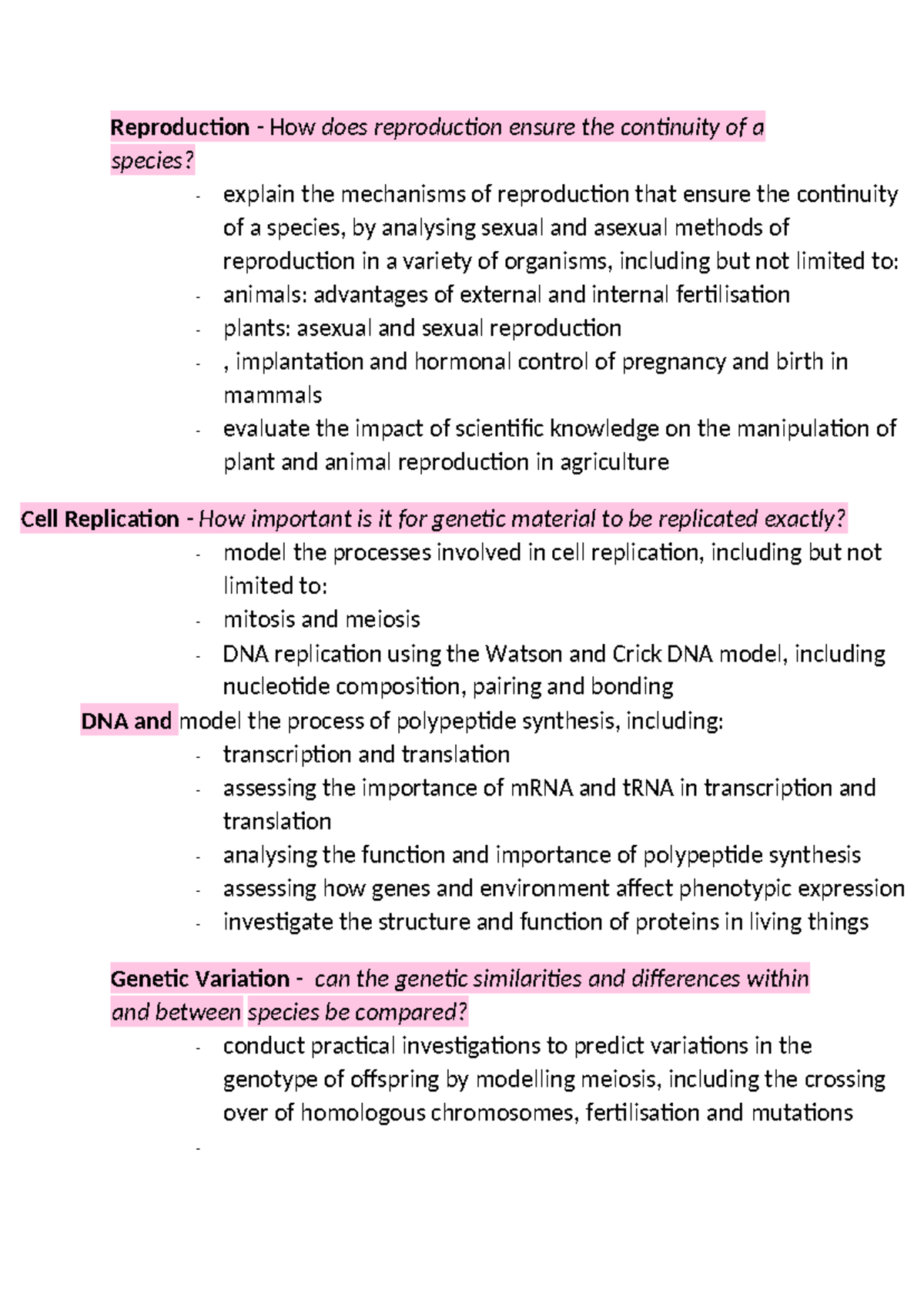 Hereditary - module 5 bio - Reproduction - How does reproduction ensure ...