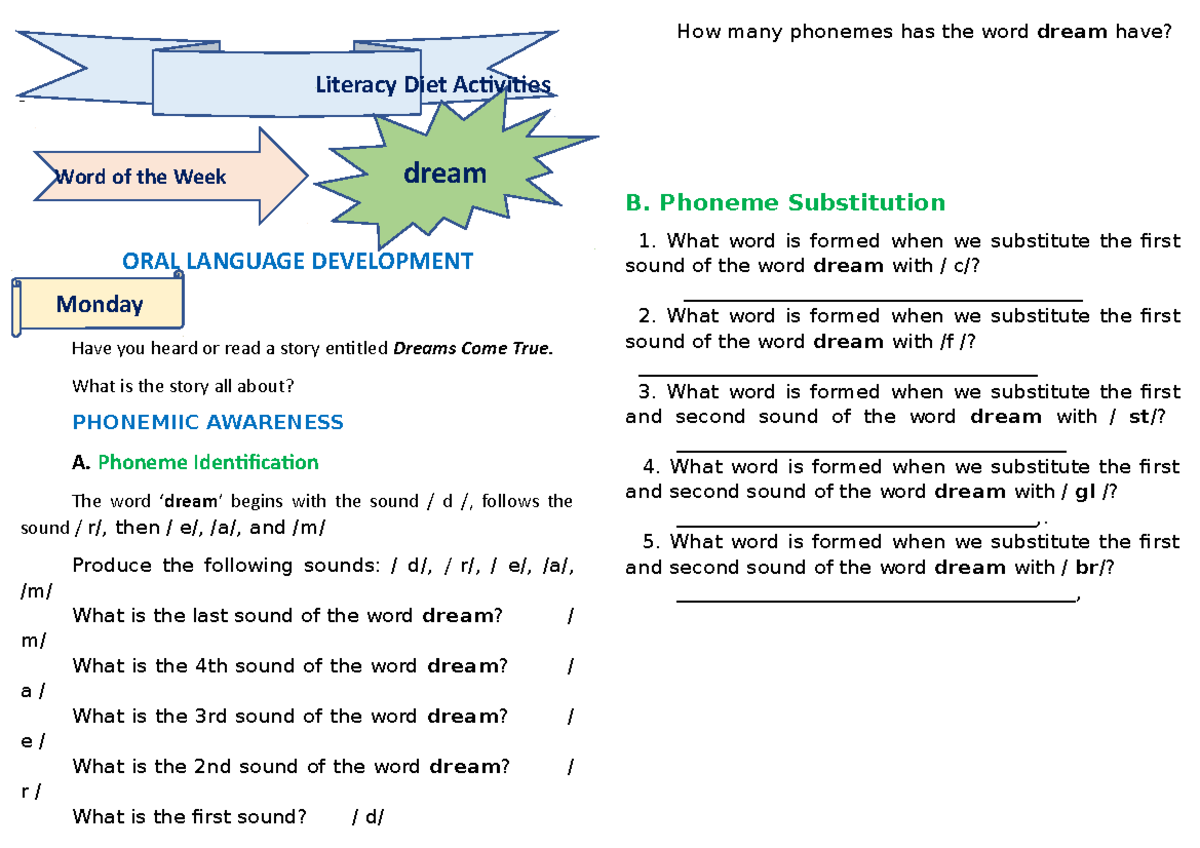 Literacy diet nava nhs - english - ORAL LANGUAGE DEVELOPMENT Have you ...