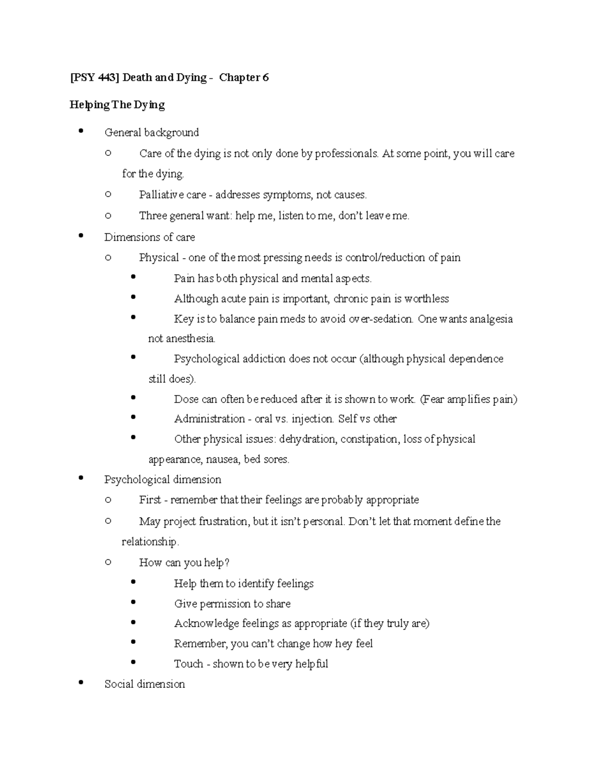 [PSY 443] Death and Dying - Chapter 6 - [PSY 443] Death and Dying ...