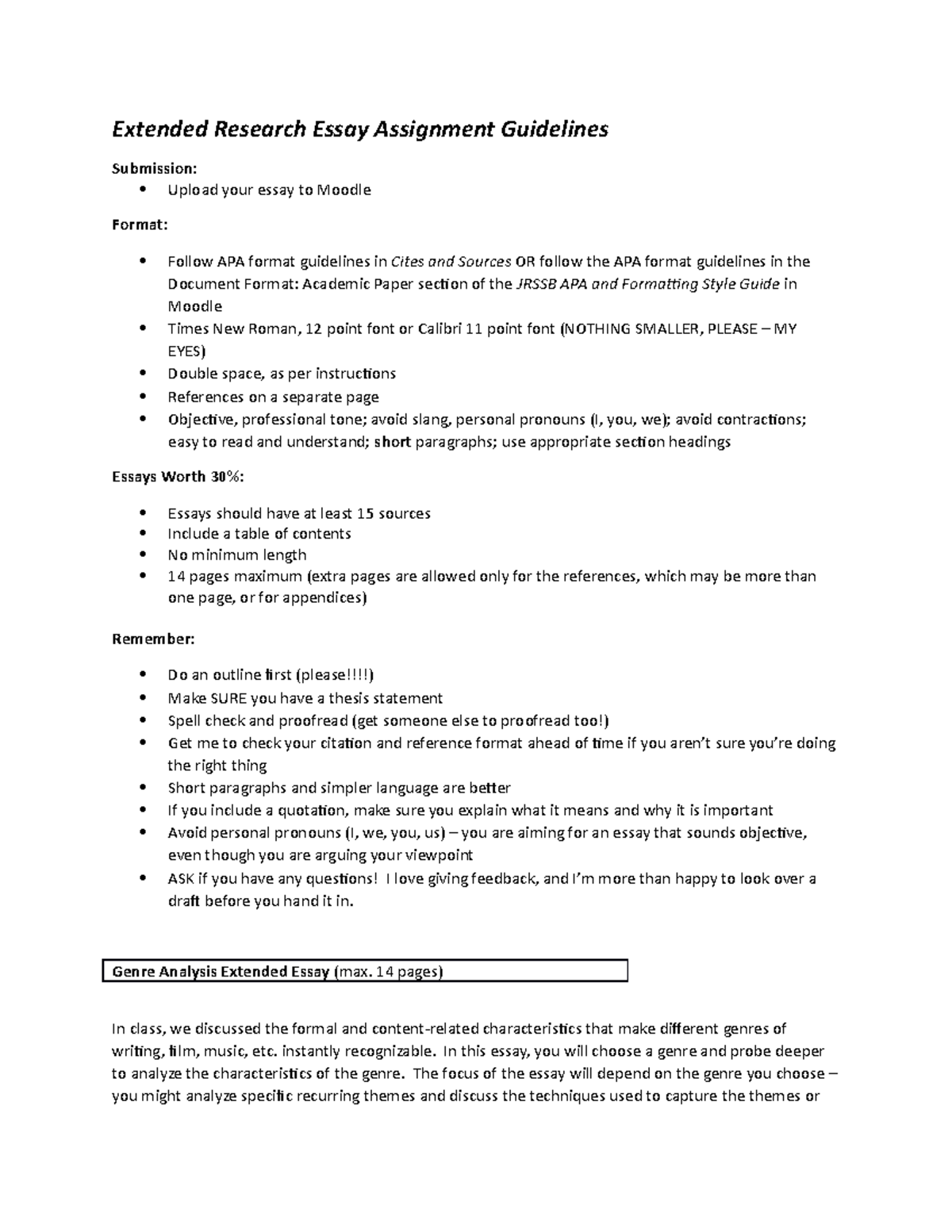 Extended Essay Assignment Guidelines - Extended Research Essay ...