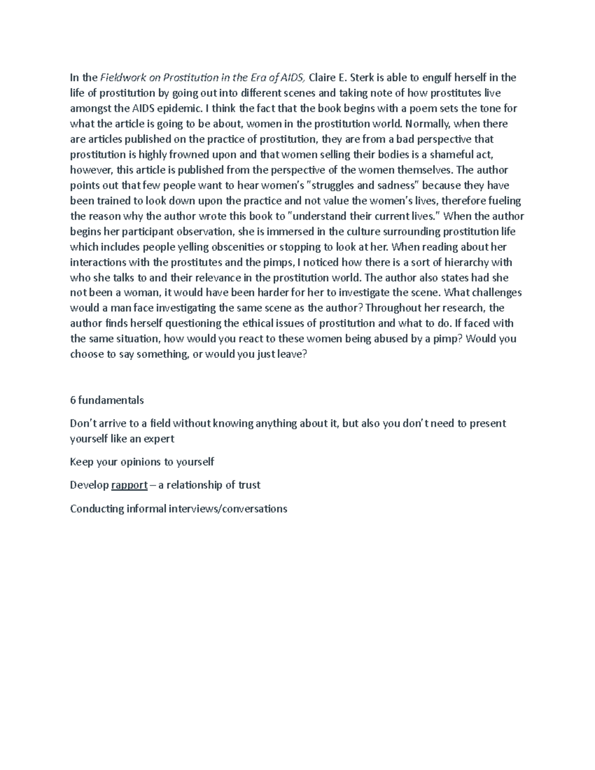 Claire Sterk ICQ - Professor Claudia Chavez-Arguelles Insight Critique ...
