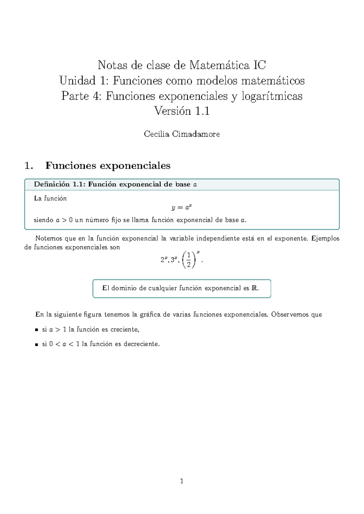 Notas Mate 1CUnidad 1Parte 4Exp Log - Notas de clase de Matem ́atica IC ...