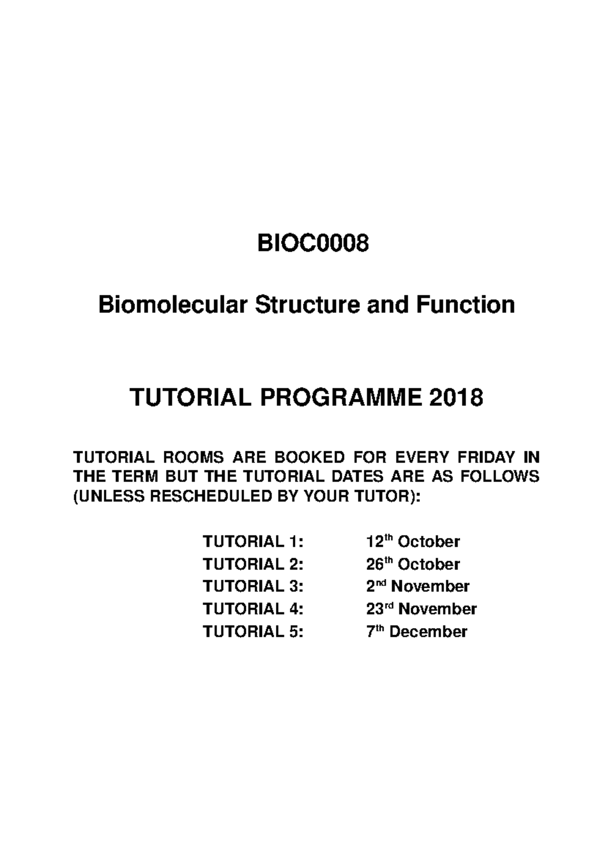 Bioc0008 Tutorials Questions 2018 Bioc0008 Biomolecular Structure And Function Tutorial