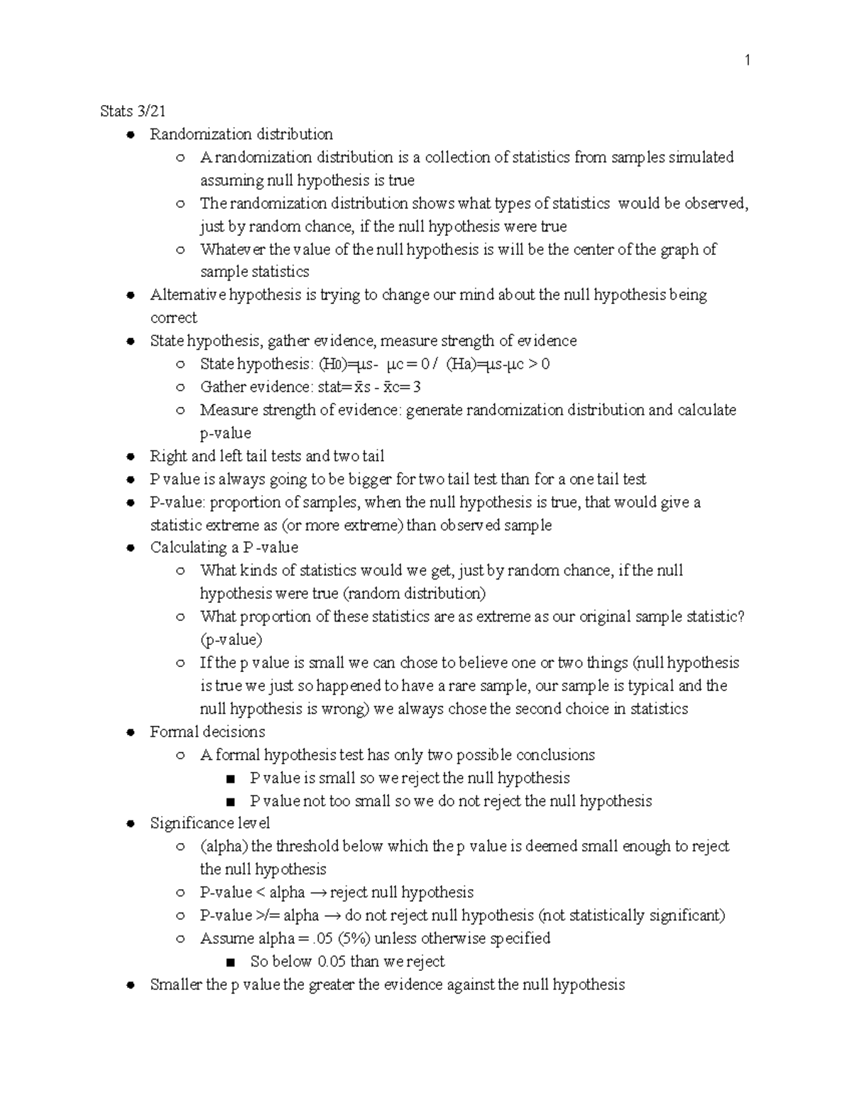 Stats 3 21 - 1 Stats 3/ Randomization distribution A randomization distribution is a collection ...