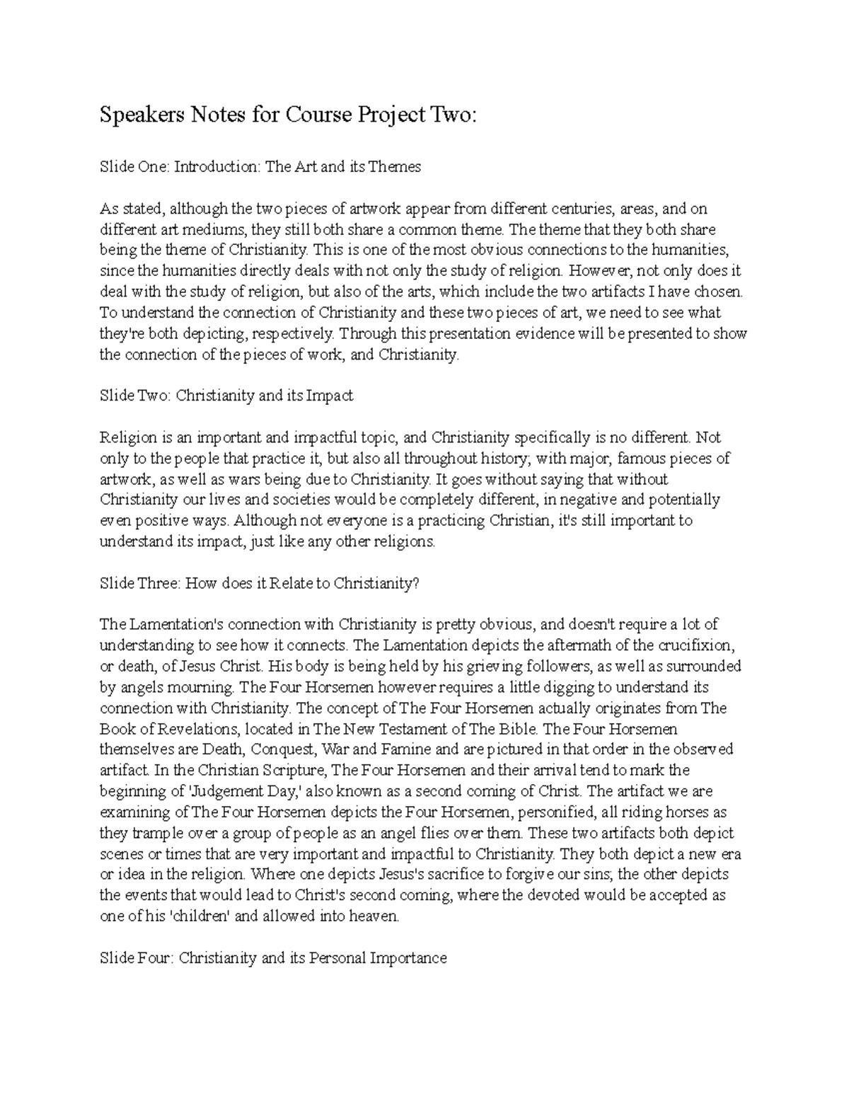 Speakers Notes- Project Two - Speakers Notes for Course Project Two ...