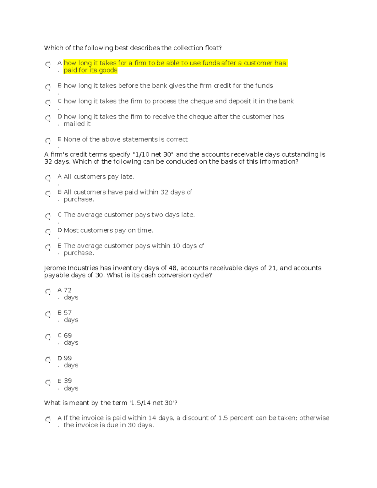 Quiz 6 - Quizz - Which of the following best describes the collection ...
