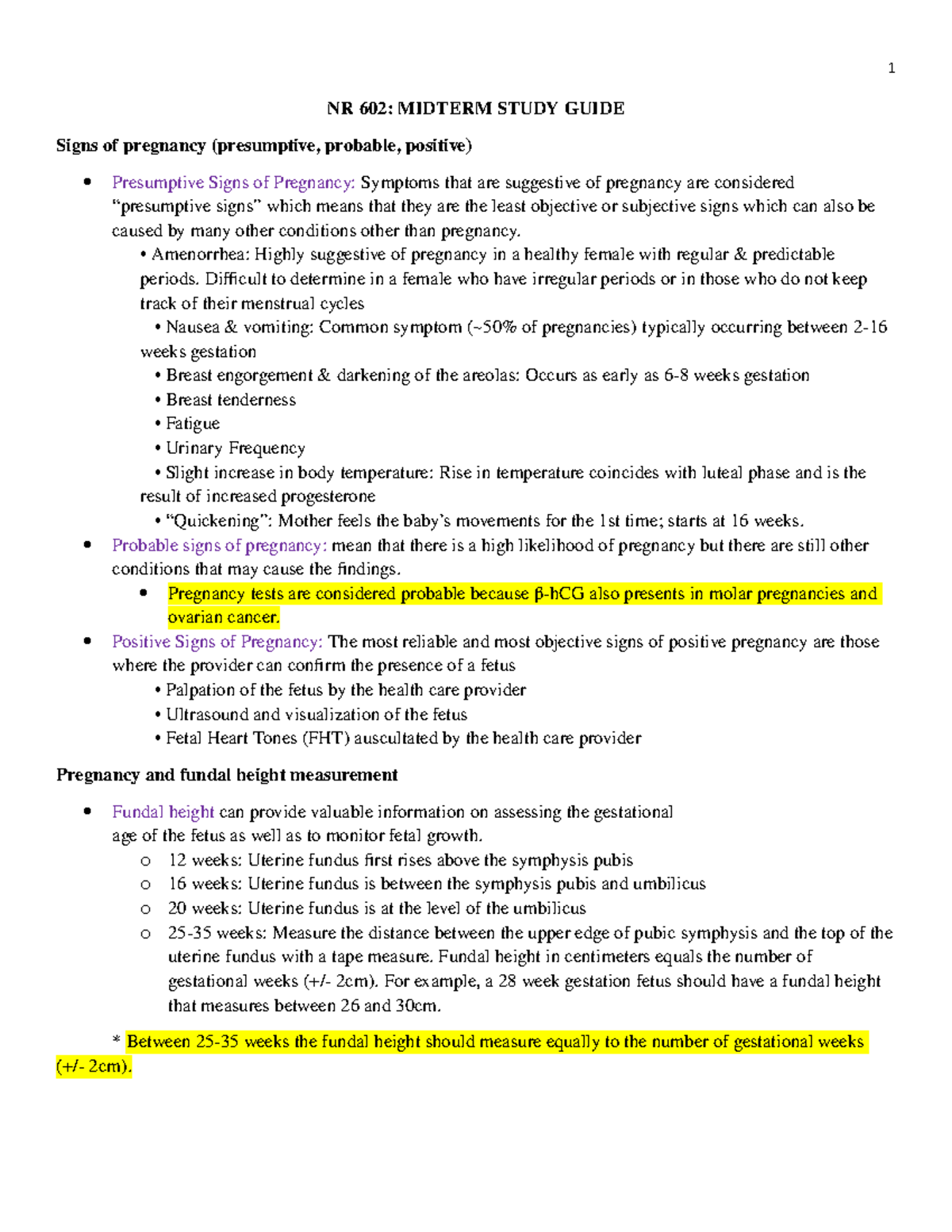 NR602 Midterm Study Guide - NR 602: MIDTERM STUDY GUIDE Signs of ...
