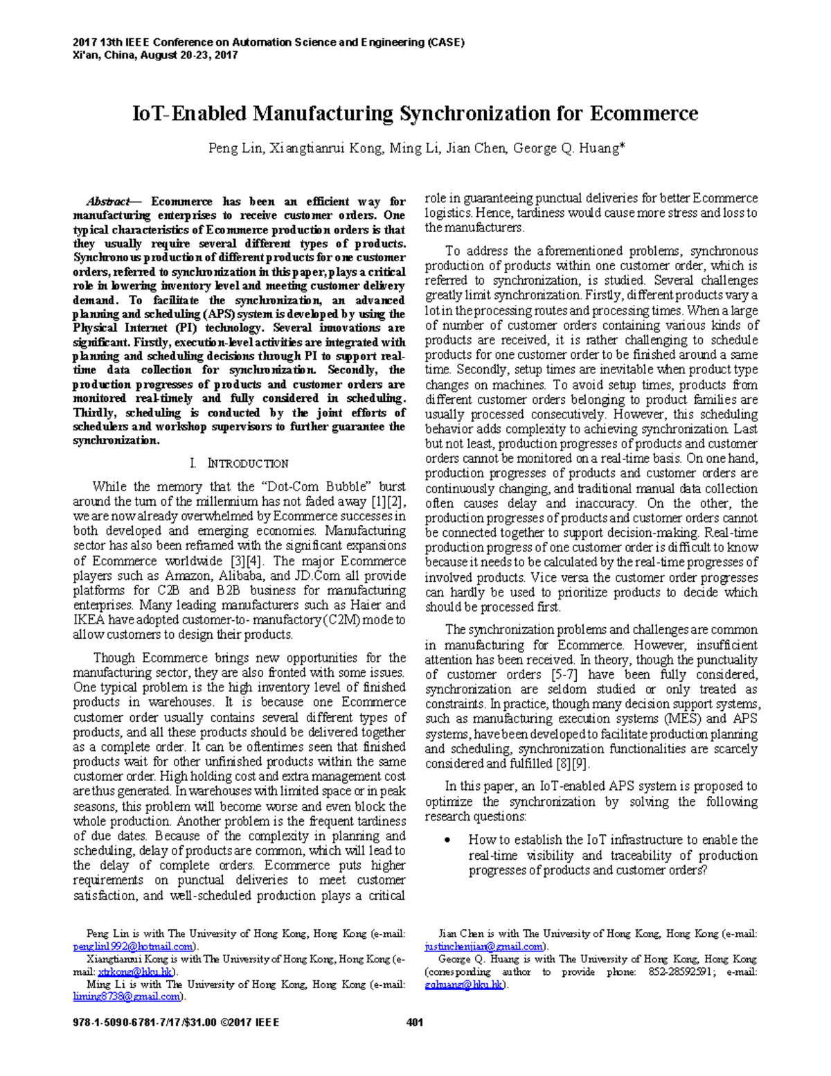 IOT Enabled Manufacturing Synchronization - Warning: TT: undefined function: 32 Abstract - Studocu