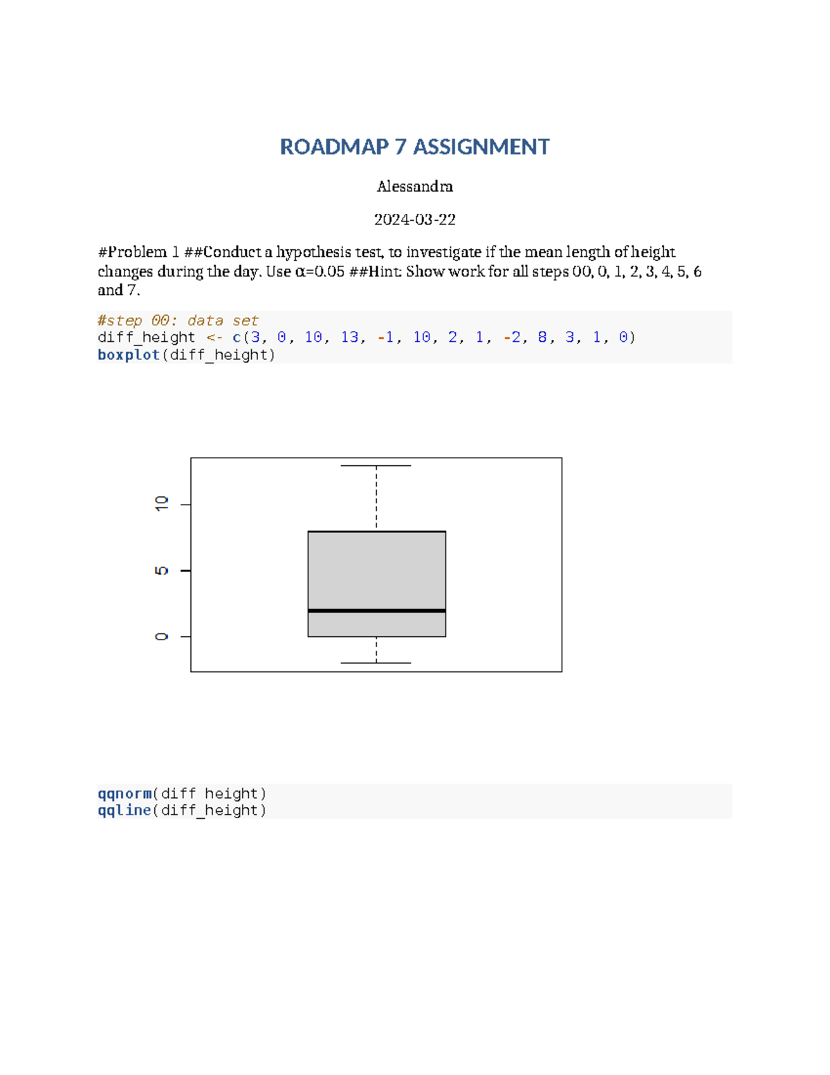 Roadmap-7- Assignment - ROADMAP 7 ASSIGNMENT Alessandra 2024-03- #Problem 1 ##Conduct a ...
