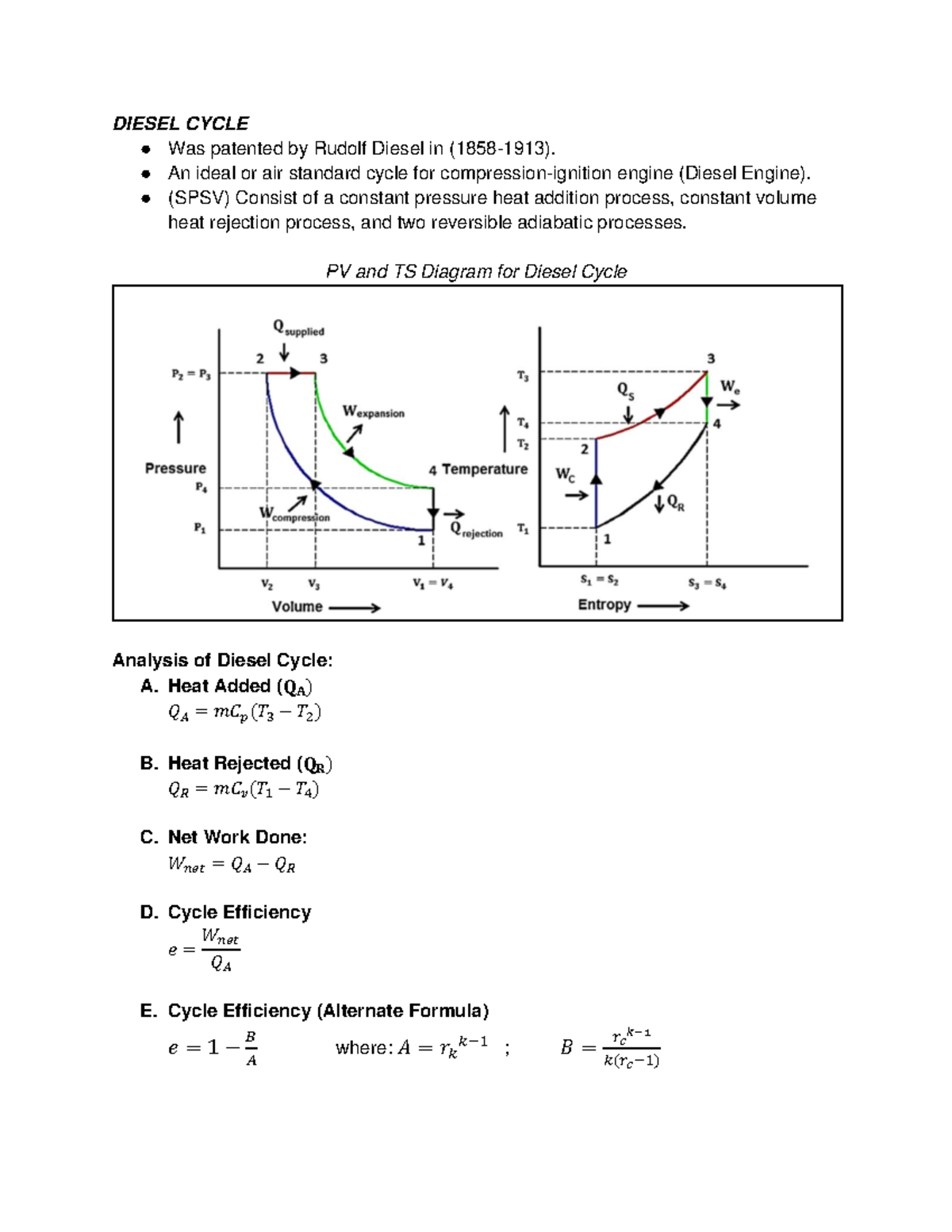 Diesel Brayton Cycle Modules and Psets - DIESEL CYCLE Was patented by ...