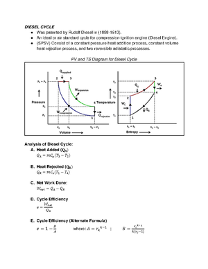 Diesel Brayton Cycle Modules and Psets - DIESEL CYCLE Was patented by Rudolf Diesel in - Studocu