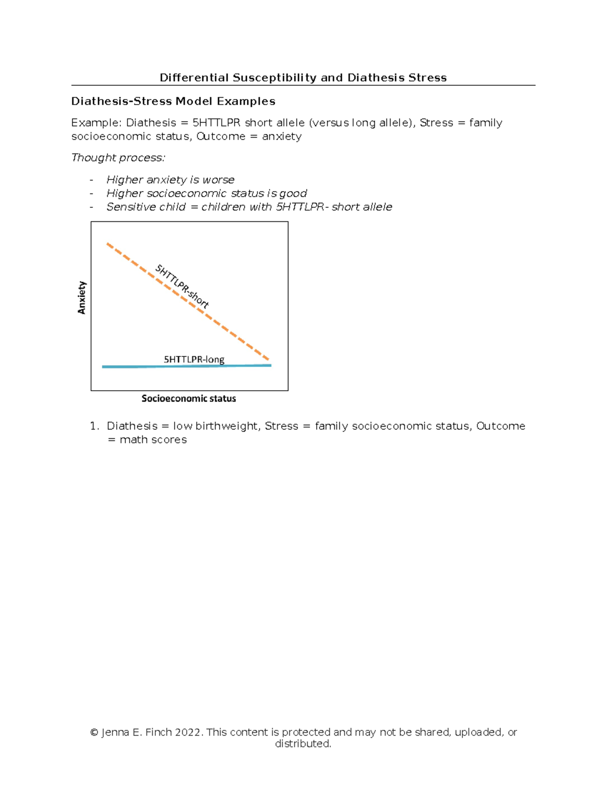 PSYC 289 Diathesis Stress and Differential Susceptibility-1 ...