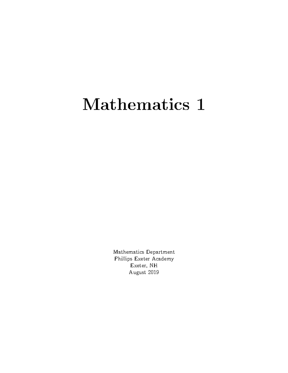 Math1 2019 - Sesdé - Mathematics 1 Mathematics Department Phillips ...