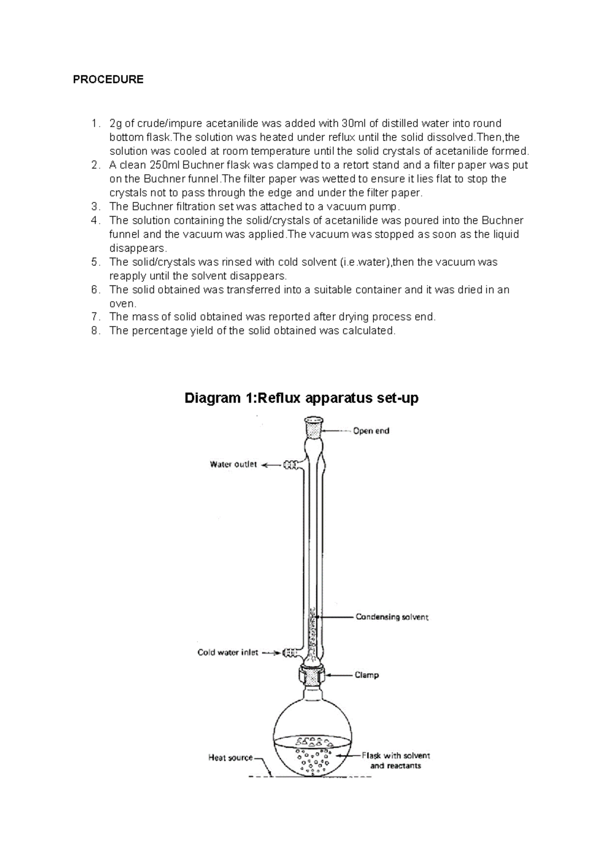 Procedure chm127 heating by reflux - PROCEDURE 2g of crude/impure ...