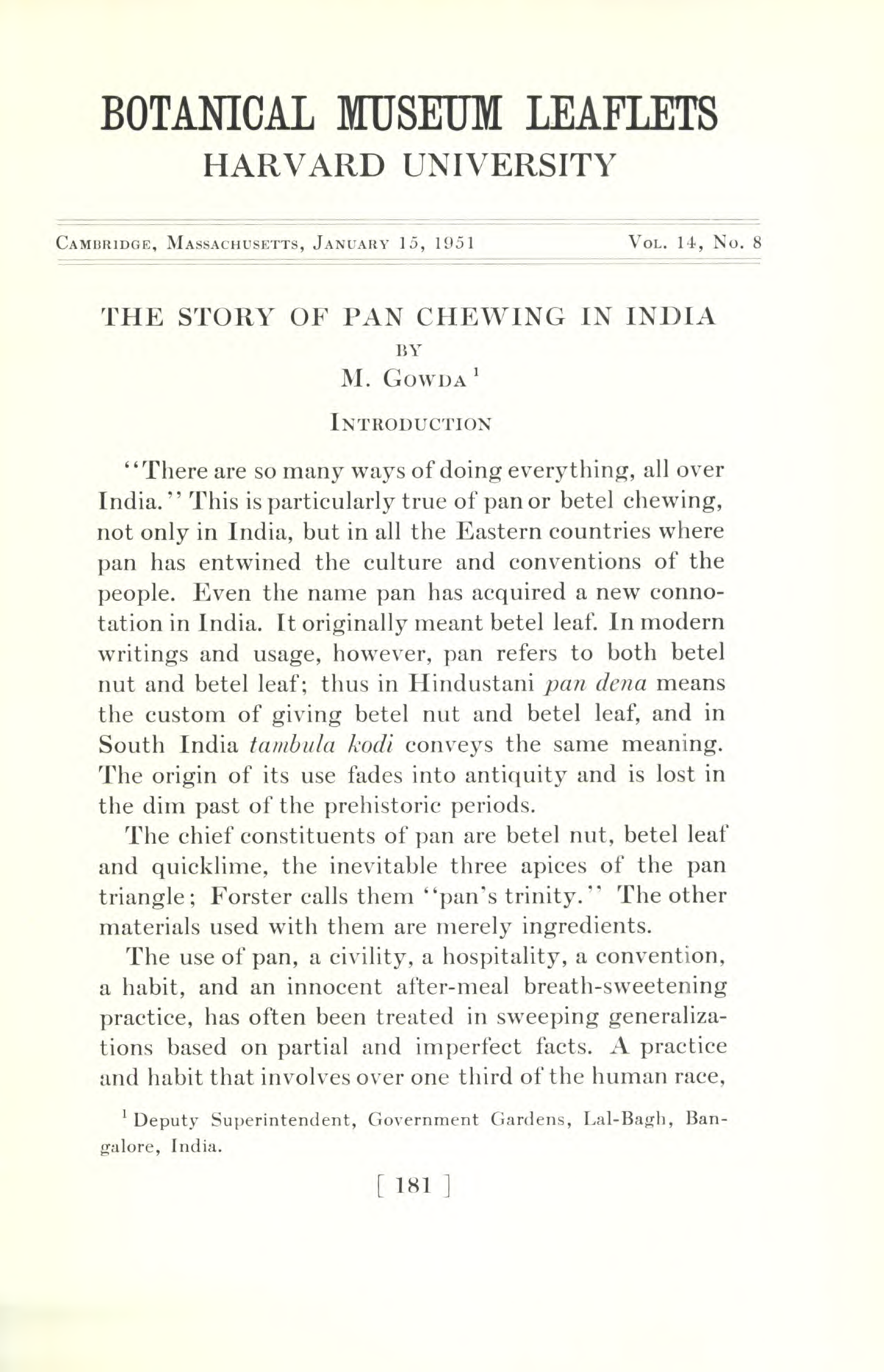 Gowda the story of pan chewing in india - BOTANICAL MUSEUM LEAFLETS ...