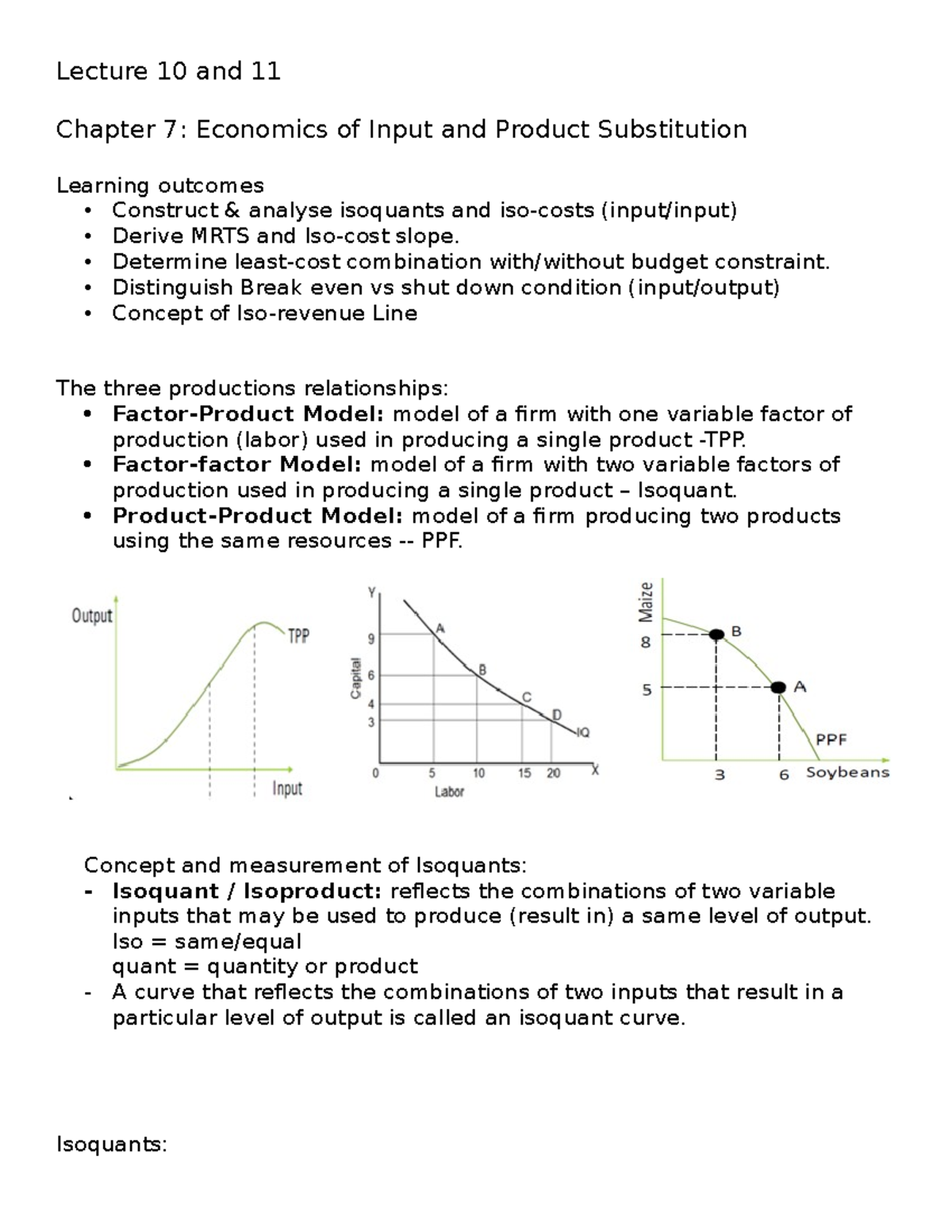 LEK Lecture 10 and 11 - Summary Introduction to agricultural economics ...