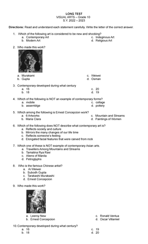 Visual ARTS - Periodical-test-1st-grade-9 - Department of Education ...