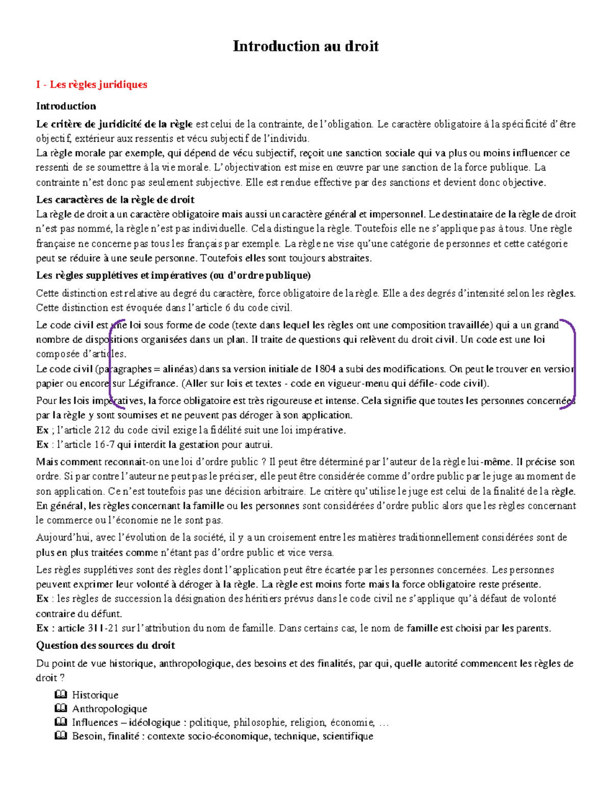 Introduction AU Droit - Warning: TT: undefined function: 32 Introduction au droit I - Les règles ...