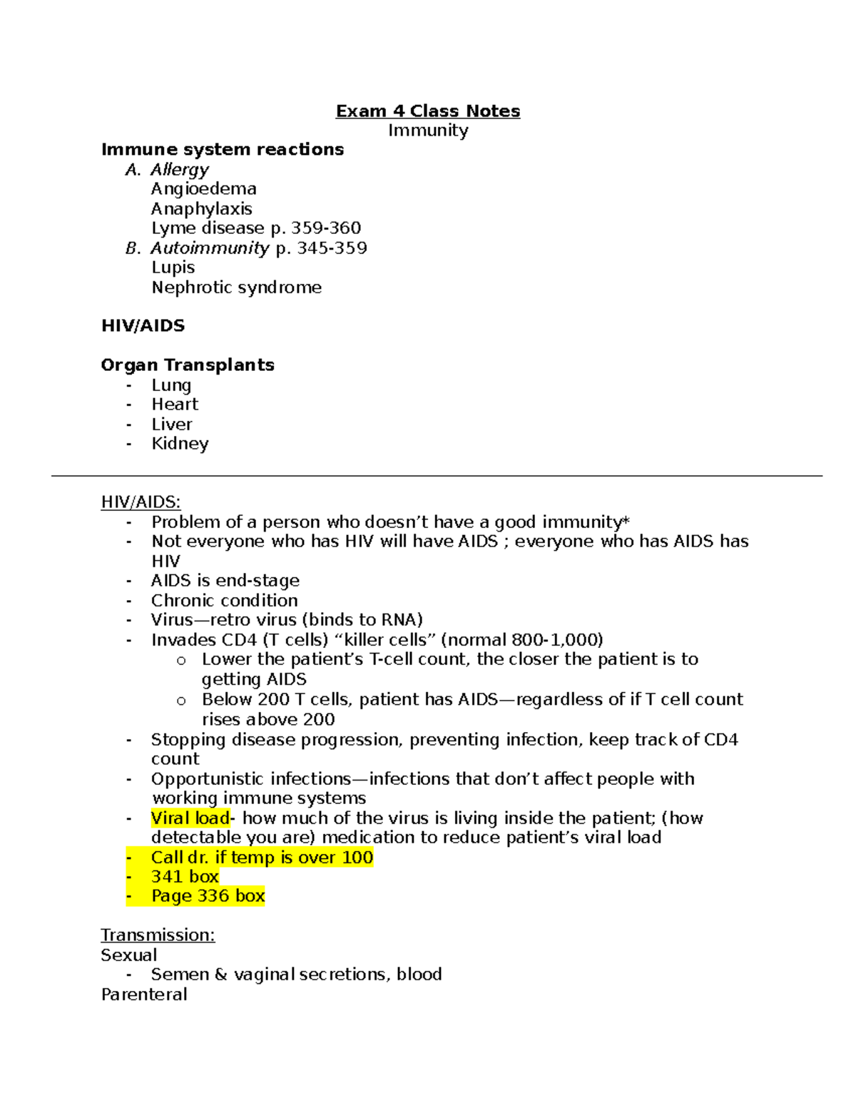 Exam 4 Class Notes - Exam 4 Class Notes Immunity Immune system ...