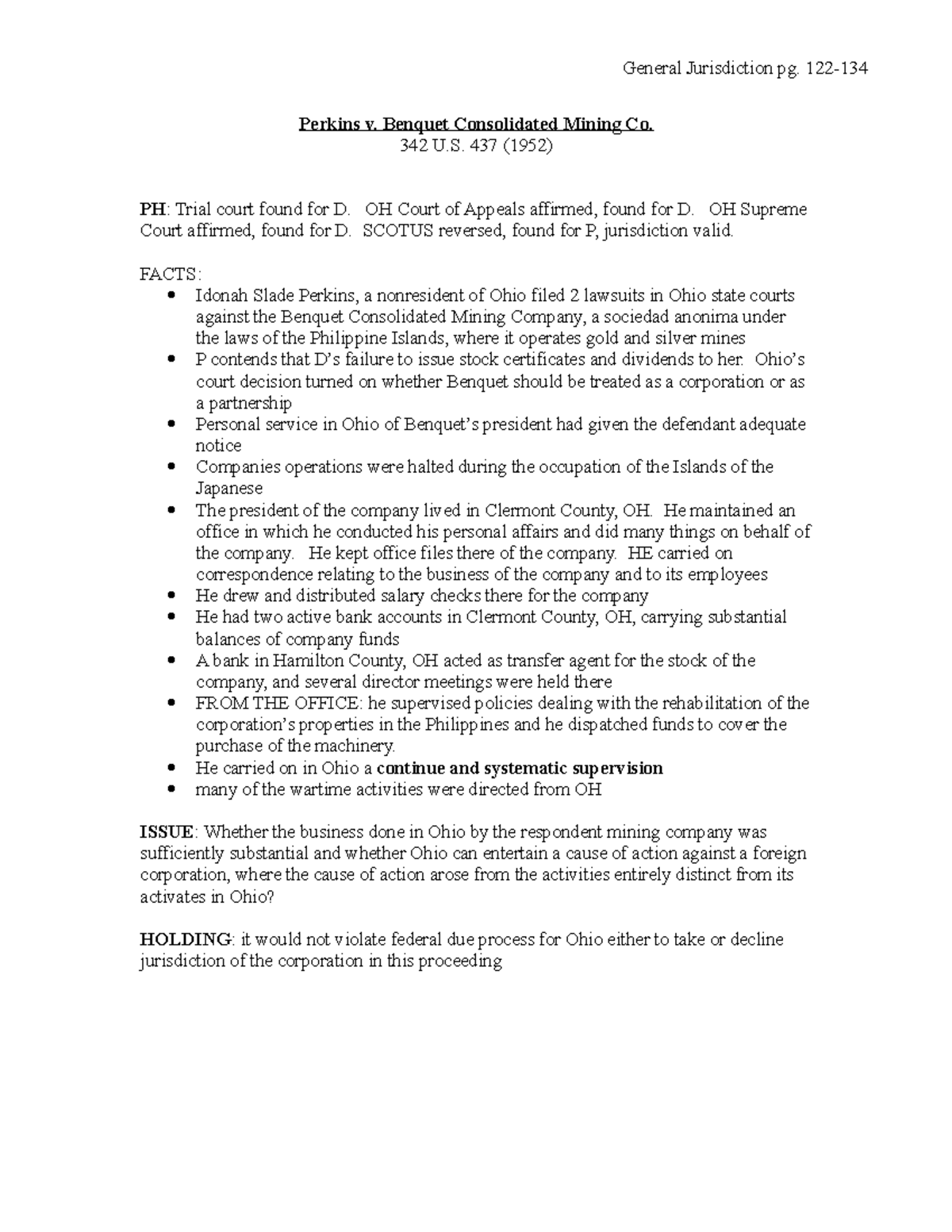 Perkins vhelio v burham - Perkins v. Benquet Consolidated Mining Co ...