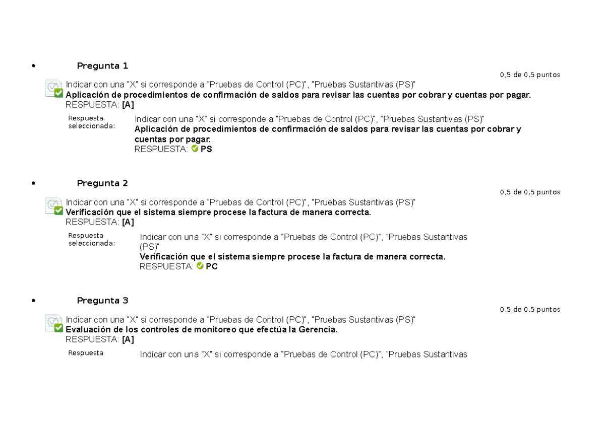 PC1- Tecnicas - Pregunta 1 0,5 de 0,5 puntos Indicar con una “X” si corresponde a “Pruebas de ...