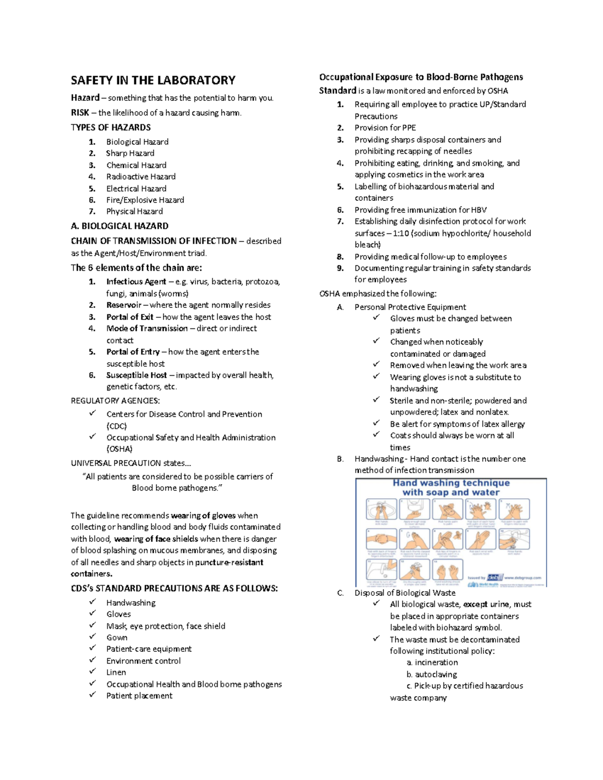 Safety IN THE Laboratory - SAFETY IN THE LABORATORY Hazard – something ...