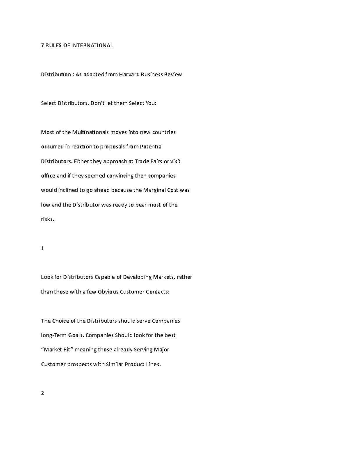 7 Rules OF International - 7 RULES OF INTERNATIONAL Distribution : As ...