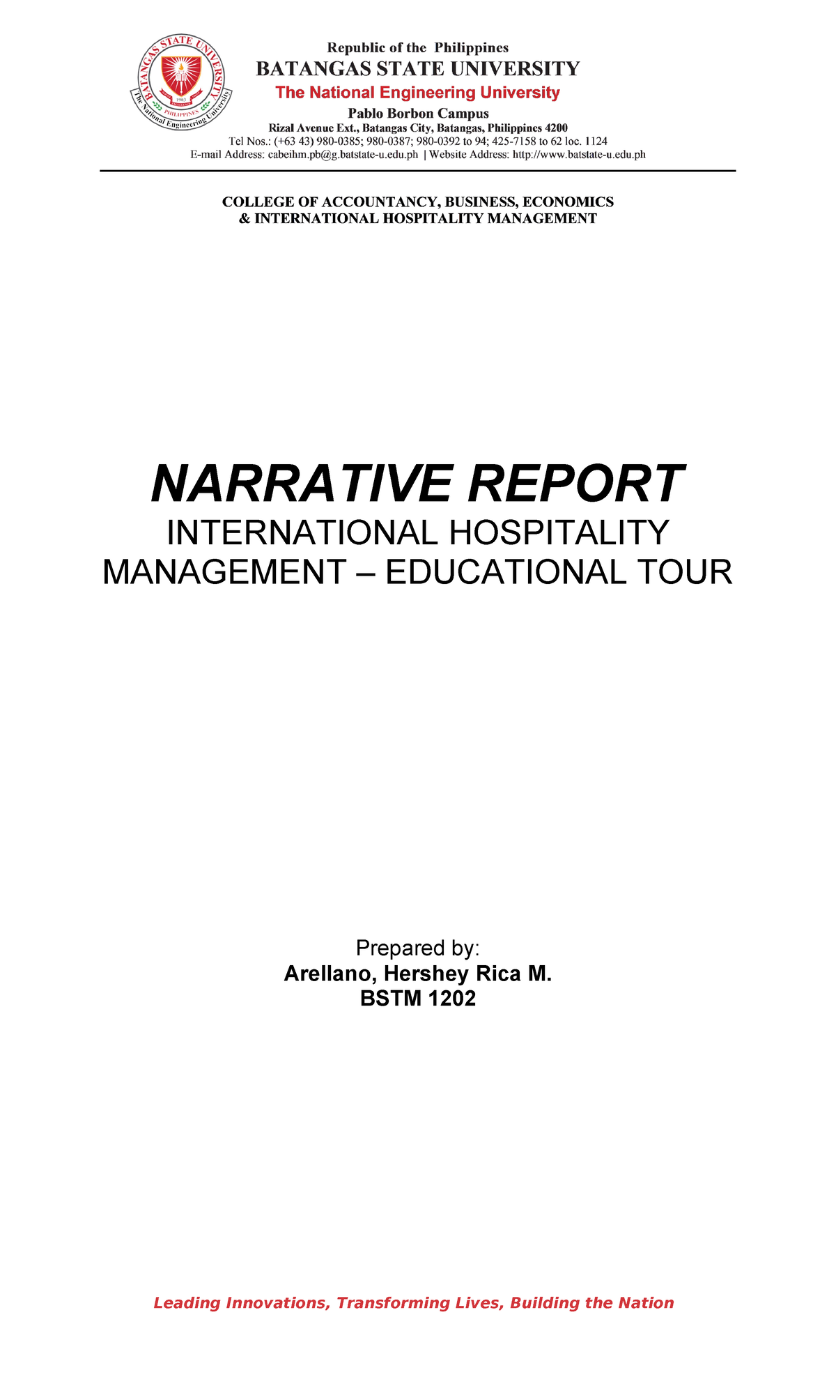 Narrative- Report-TOUR Guiding - NARRATIVE REPORT INTERNATIONAL ...