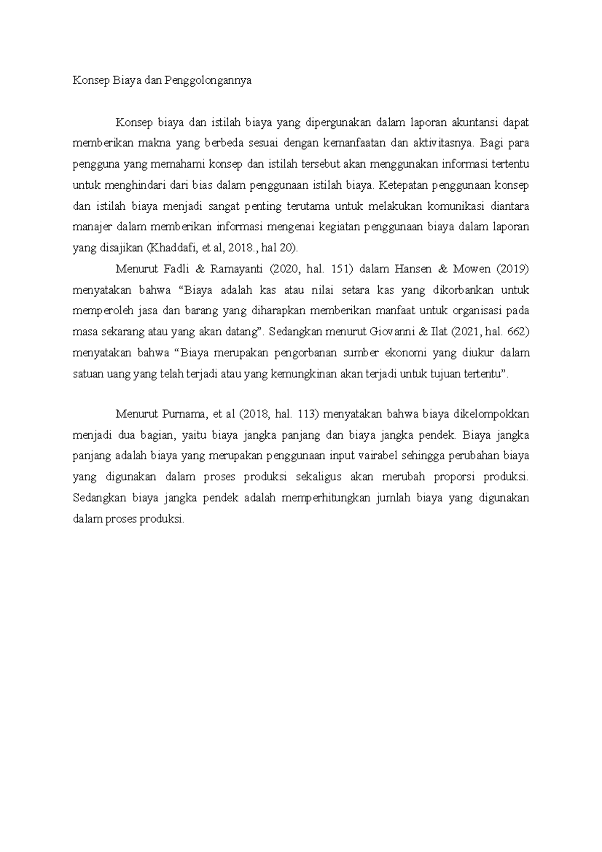 Ak53 - act - Konsep Biaya dan Penggolongannya Konsep biaya dan istilah ...