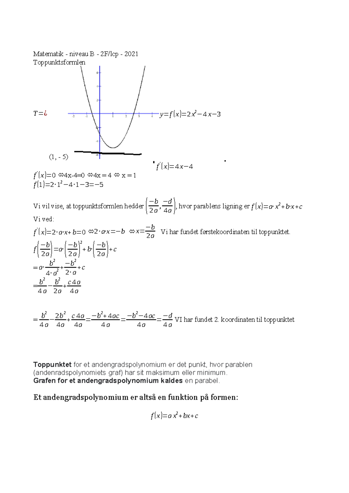 Matematik T formel - Matematik - niveau B - 2F/lcp - 2021 ...