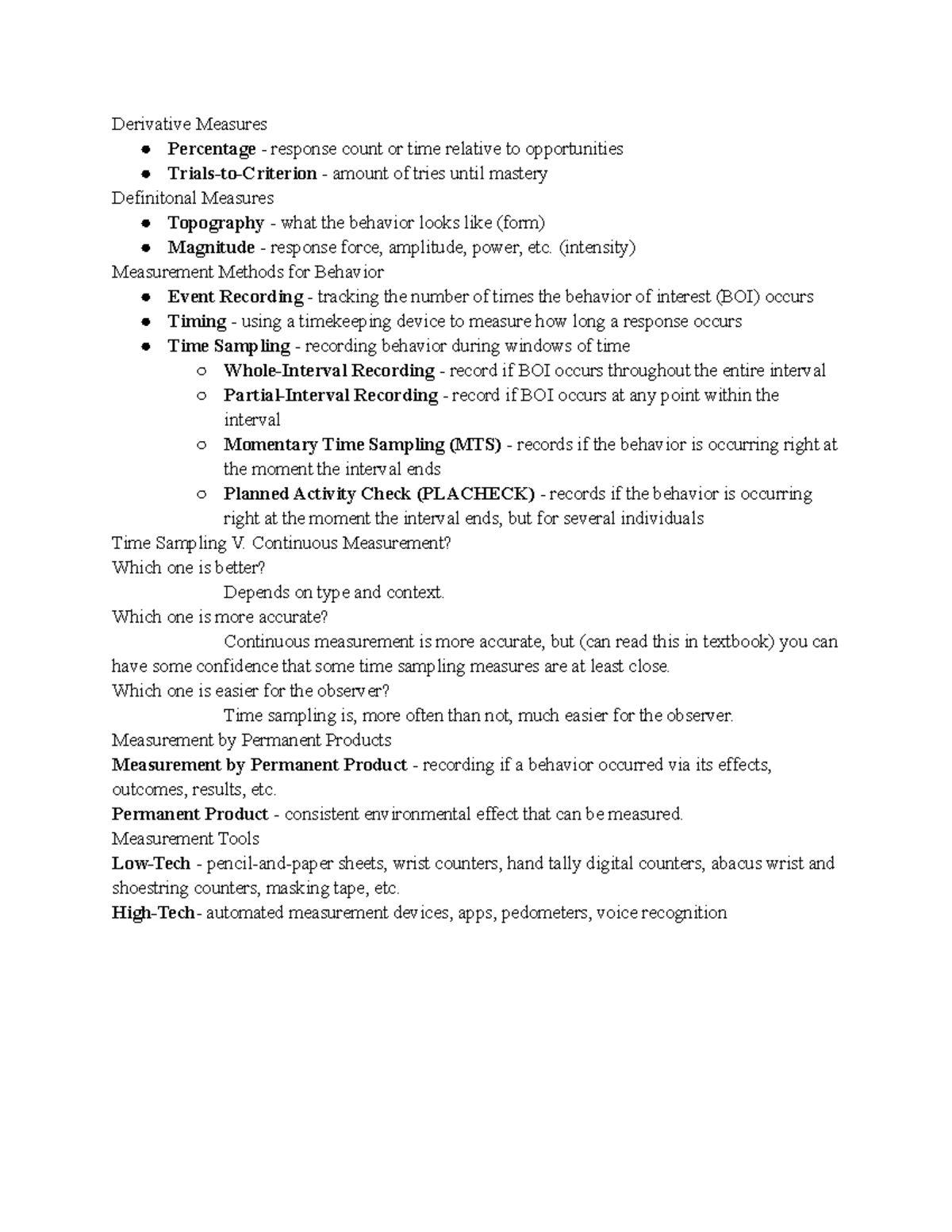 Sep. 1 - Notes from Professor Micah Hope - Derivative Measures ...