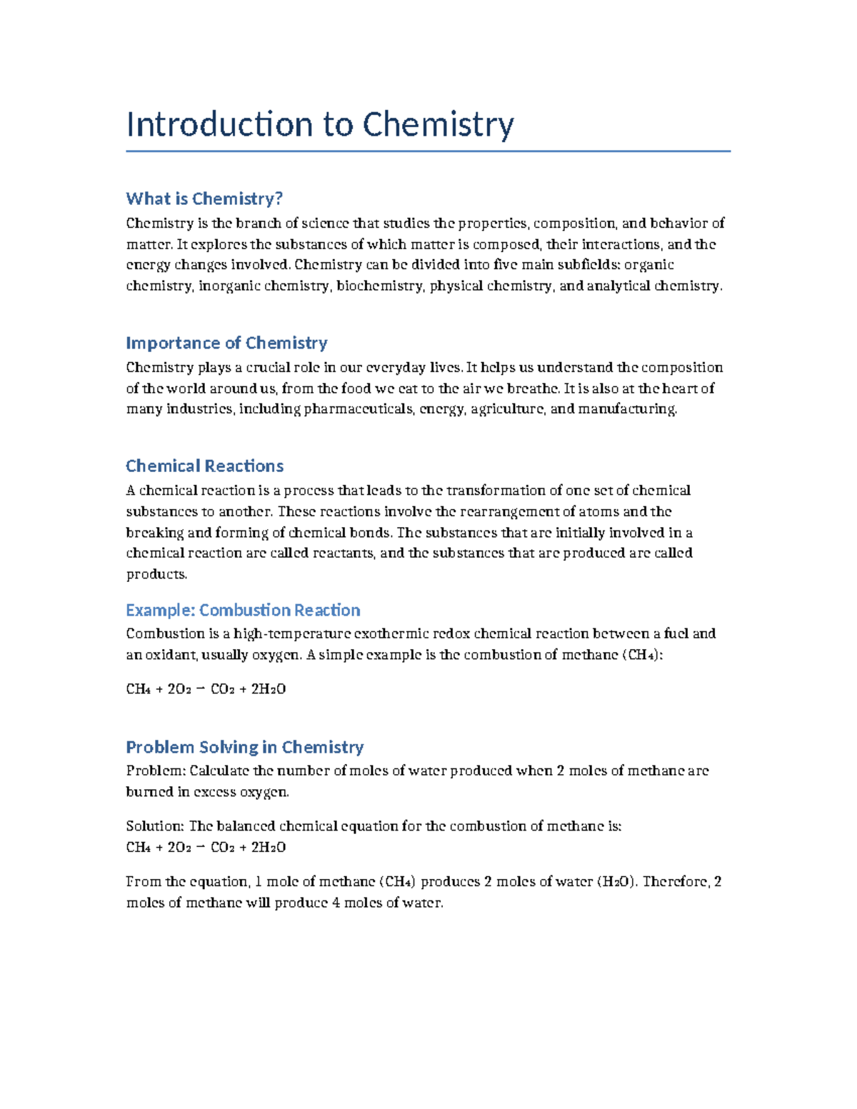 Chemistry Problem Solving - Introduction to Chemistry What is Chemistry ...