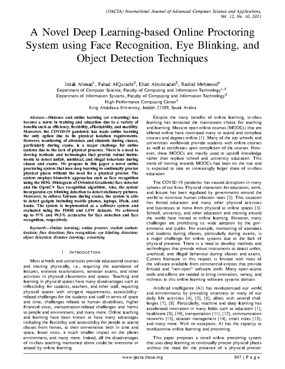Paper 94-A Novel Deep Learning based Online Proctoring System - Vol. 12 ...