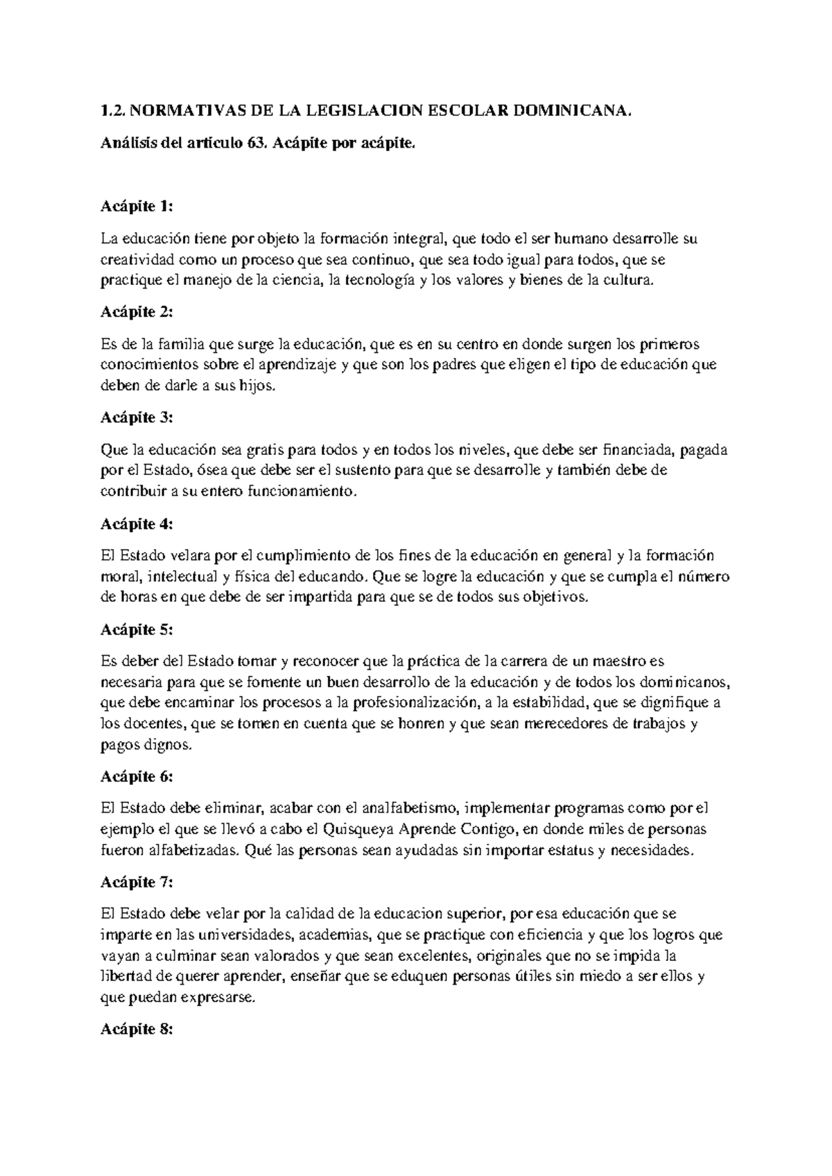 Articulo 63 - Resumen Adm Y Legislación Escolar - 1. NORMATIVAS DE LA ...