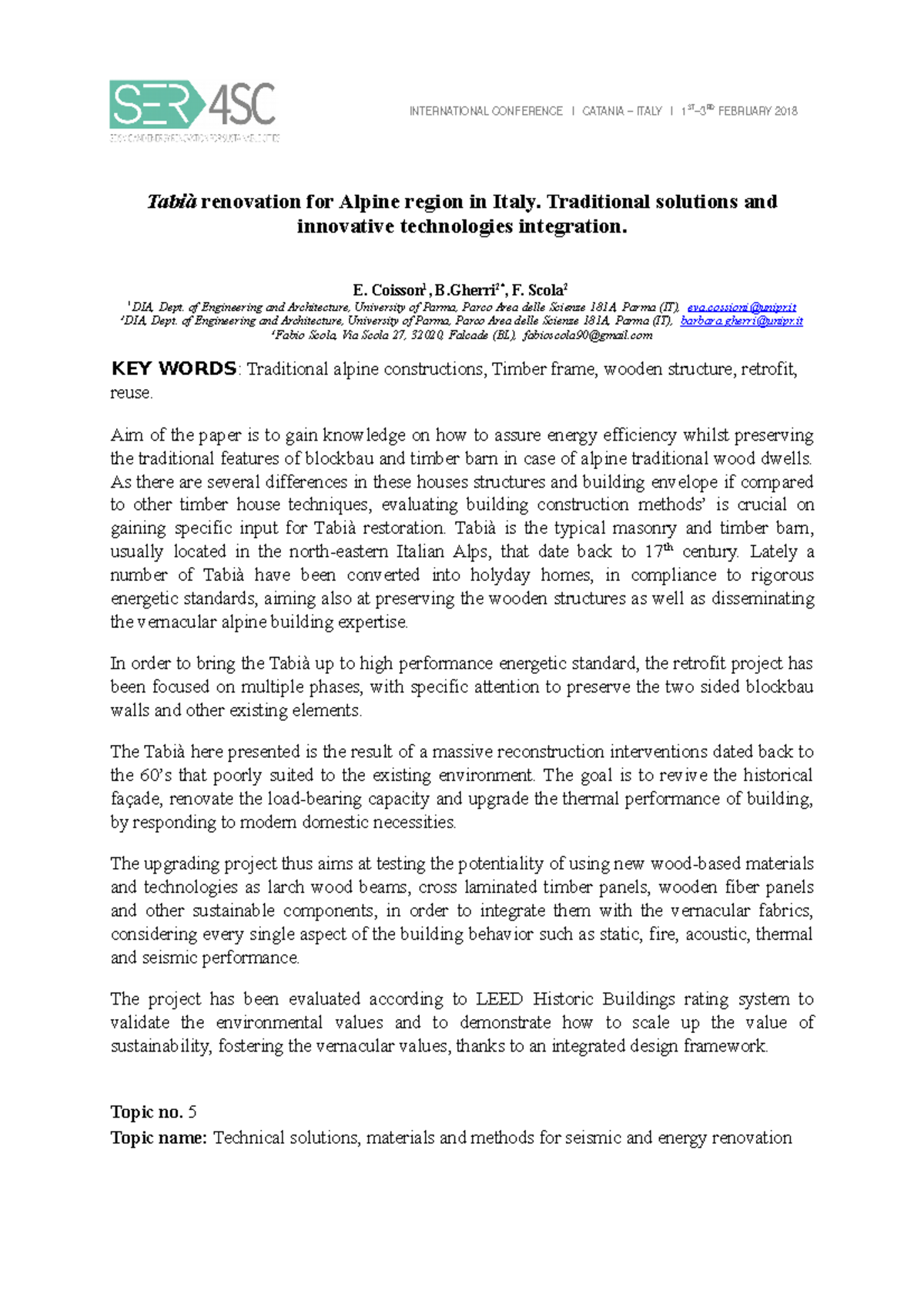 SER4SC Abstact - Abstract tesi di laurea - INTERNATIONAL CONFERENCE ...