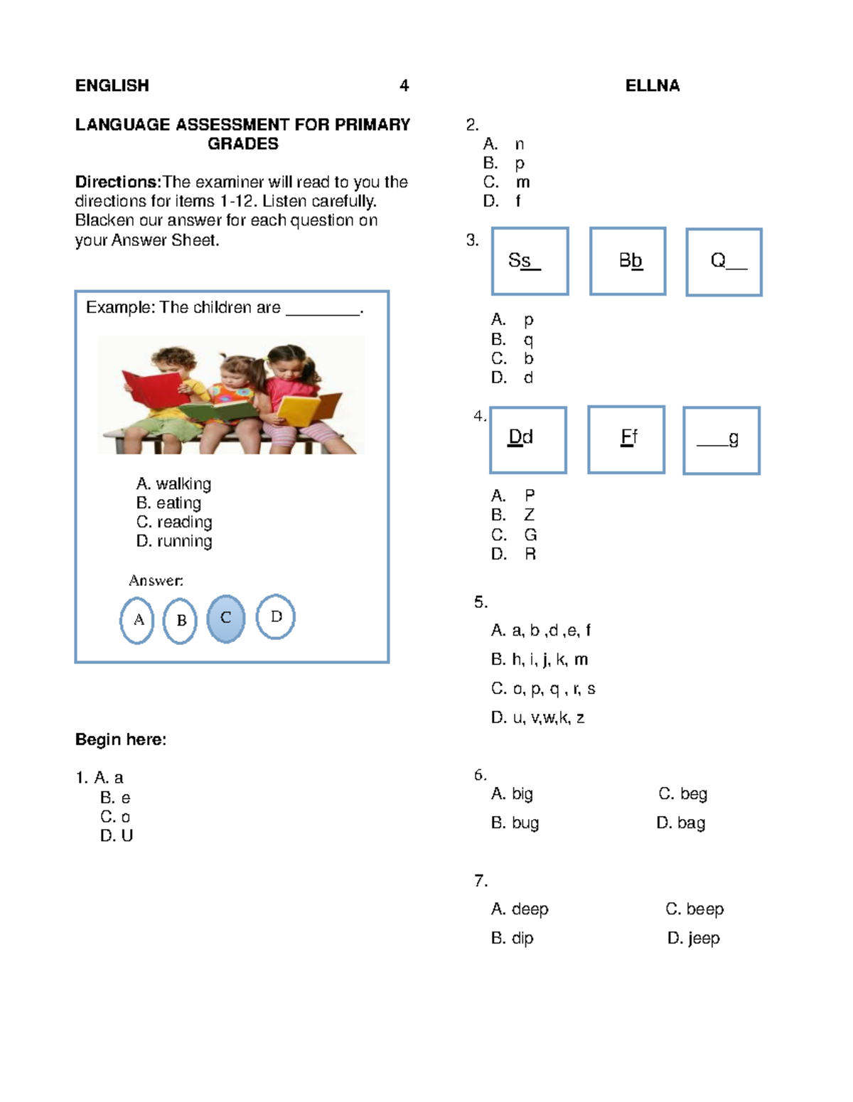 Ellna-English - REVIEWER - LANGUAGE ASSESSMENT FOR PRIMARY GRADES ...